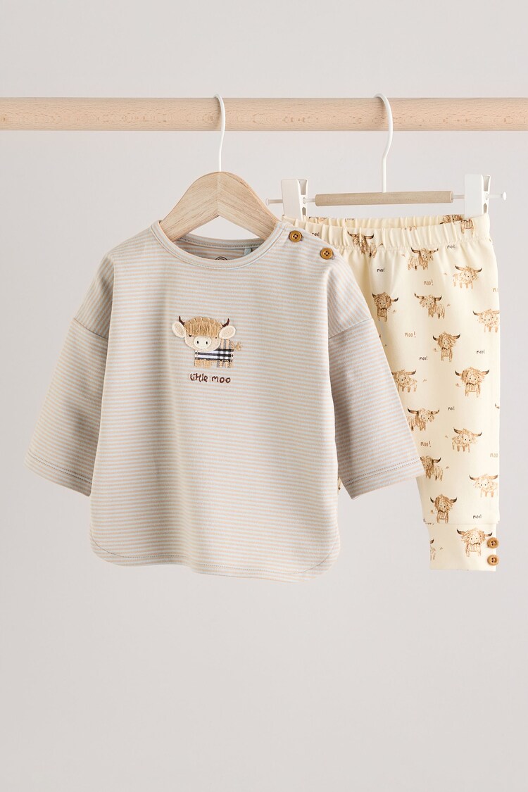 Buy Blue/Neutral Hamish Baby 100% Cotton Top And Leggings Set from Next USA