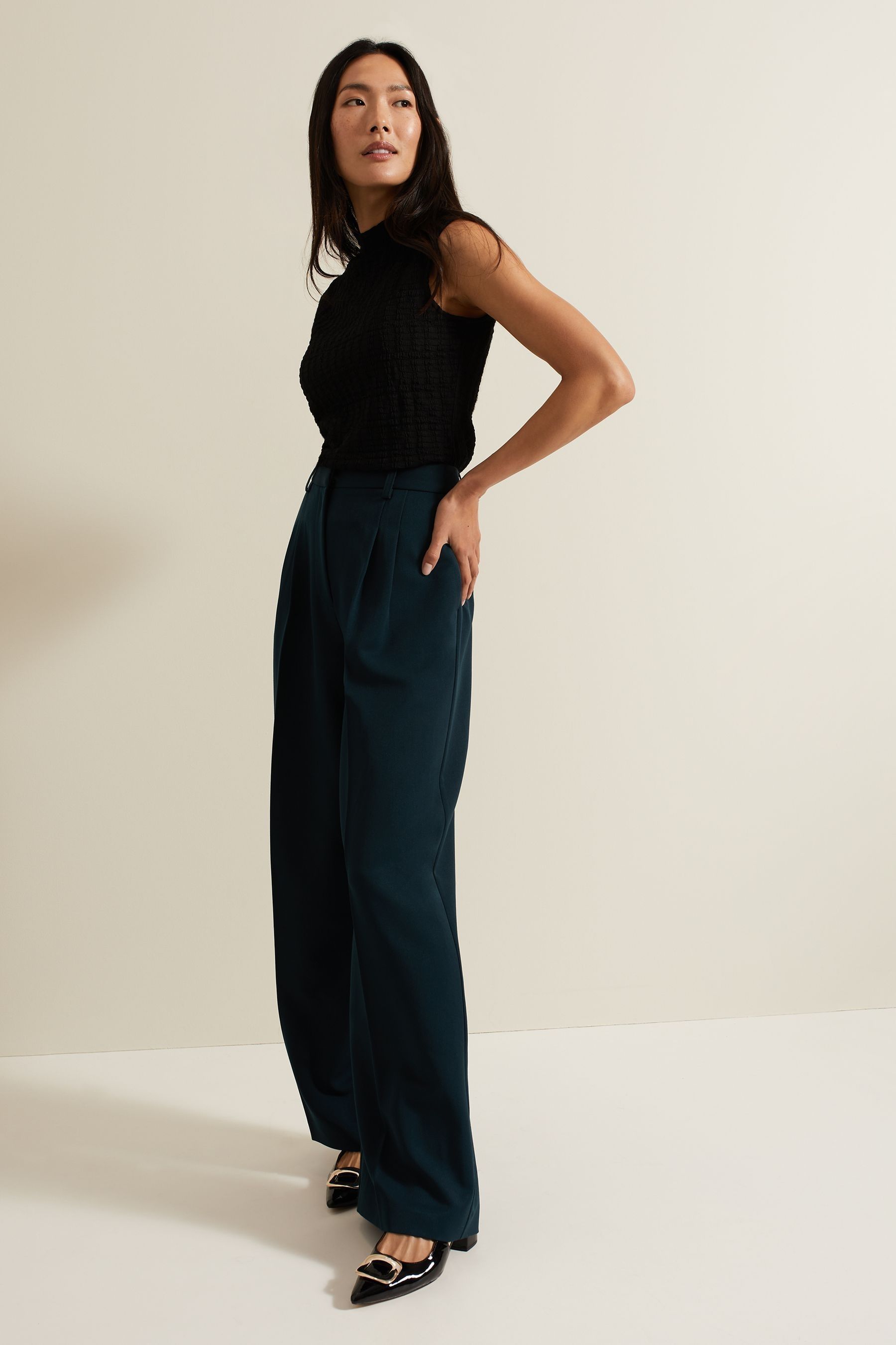Buy Phase Eight Green Arabella Pleat Wide Leg Trousers from the Next UK ...
