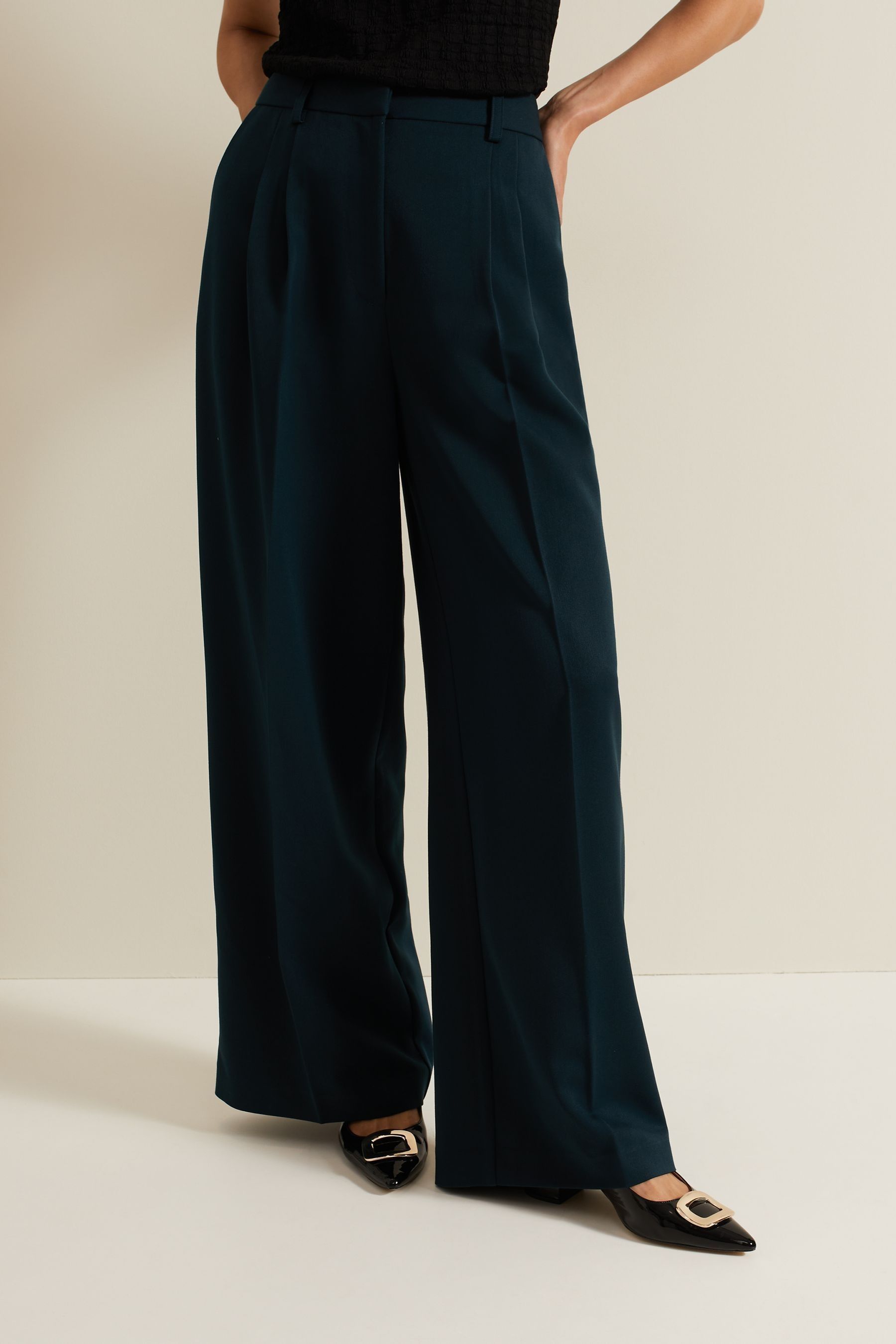 Buy Phase Eight Green Arabella Pleat Wide Leg Trousers from the Next UK ...