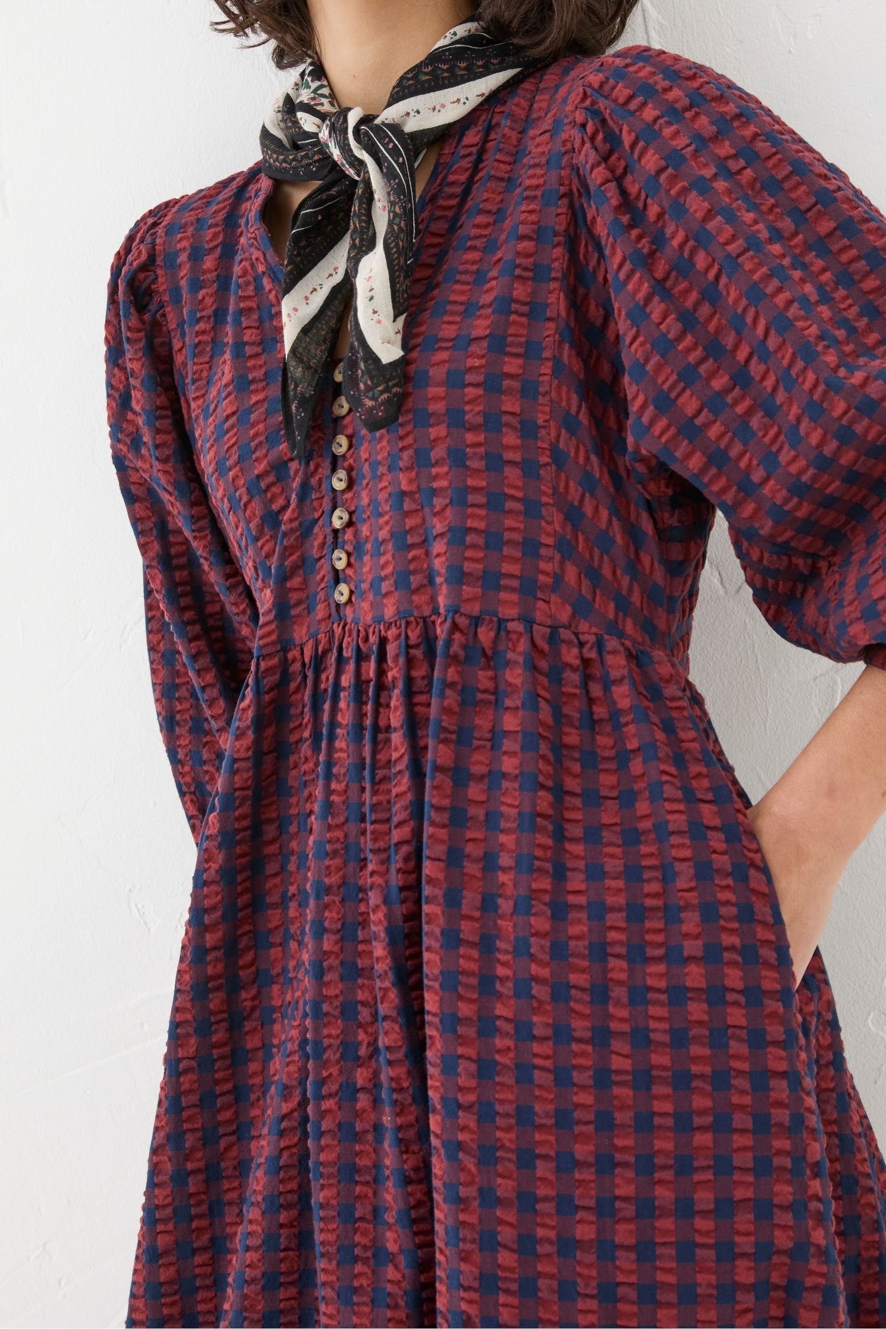 Buy FatFace Ceil Burgundy Red Check Dress from the Next UK online shop