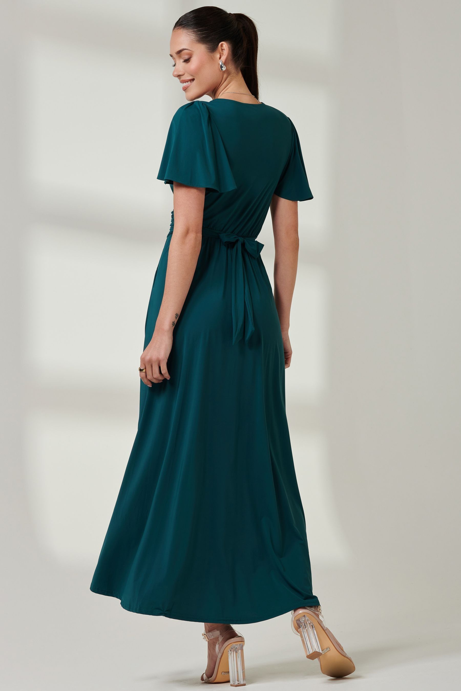 Buy Jolie Moi Green Wrap Bodice Super Smooth Jersey Maxi Dress from the ...