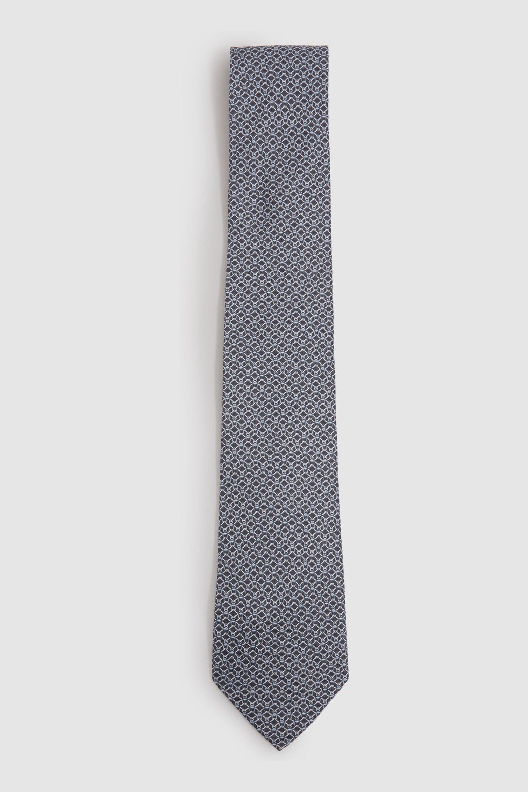 Buy Reiss Navy Orta Silk Chain Pattern Tie from the Next UK online shop