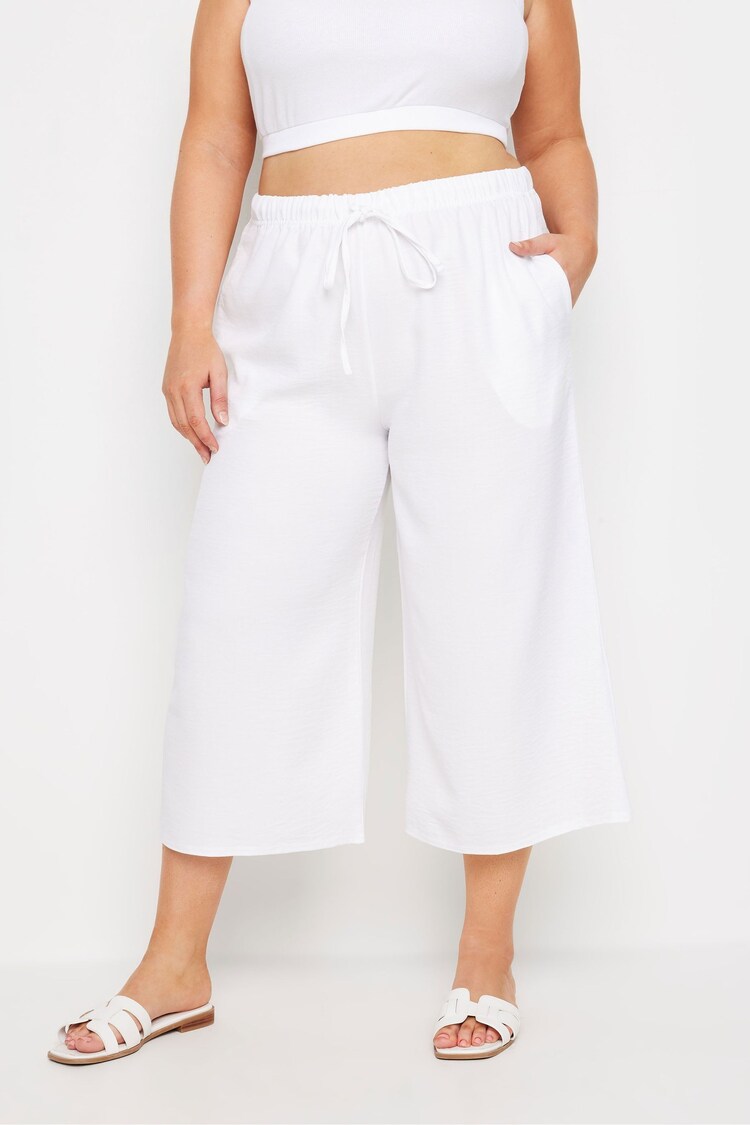 Buy Yours Curve White Linen Look Cropped Trousers from the Next UK ...