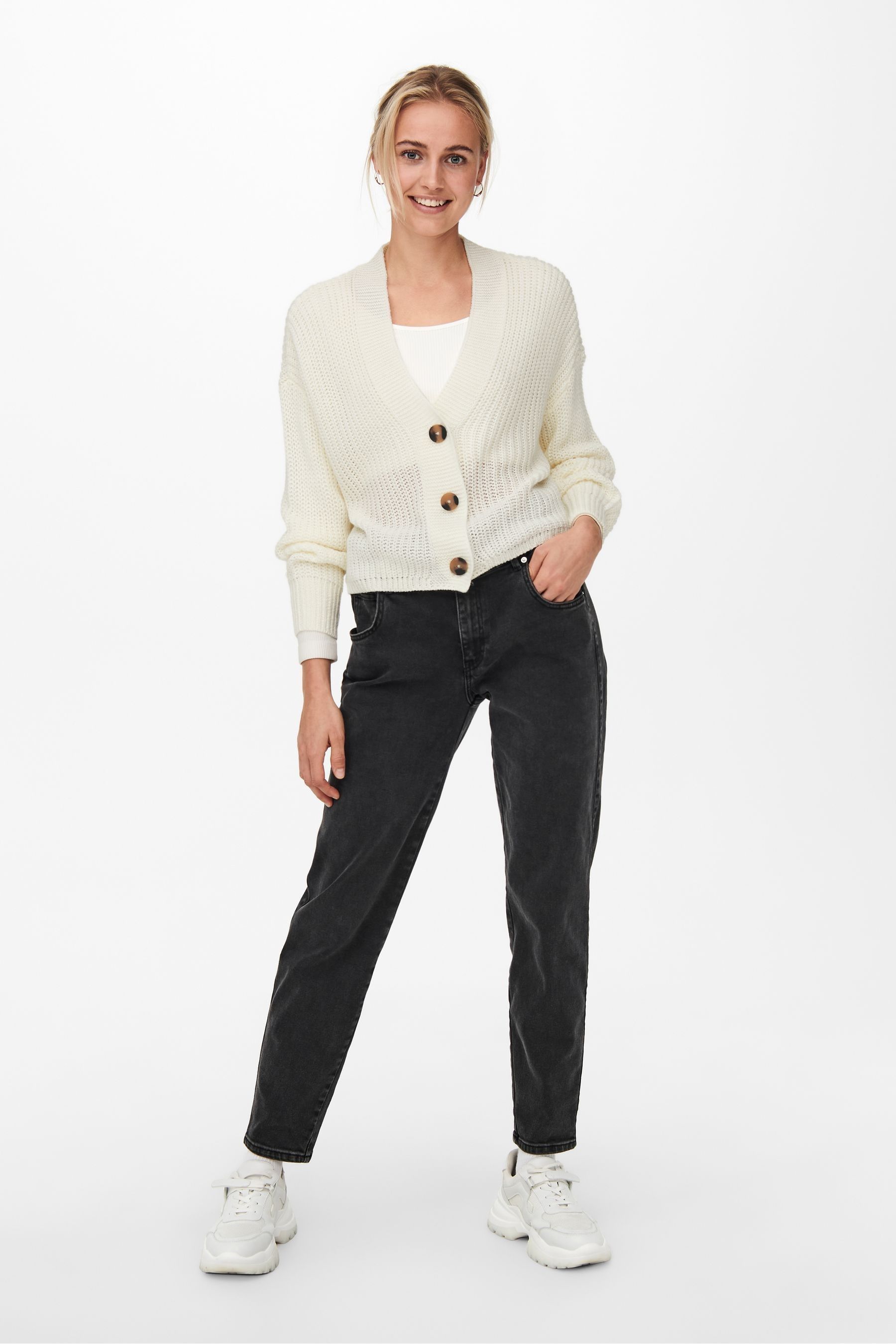 Buy ONLY White Button Down Ribbed Knitted Cardigan from the Next UK ...