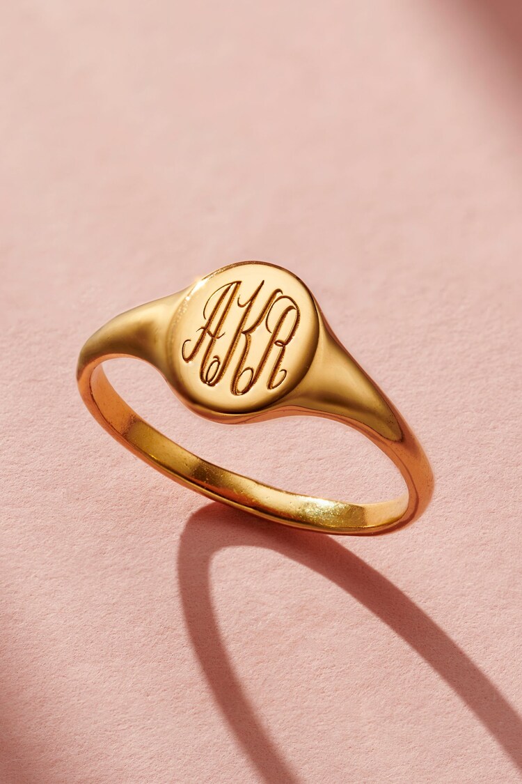 Buy Personalised Monogrammed Signet Ring by Posh Totty Designs from the ...