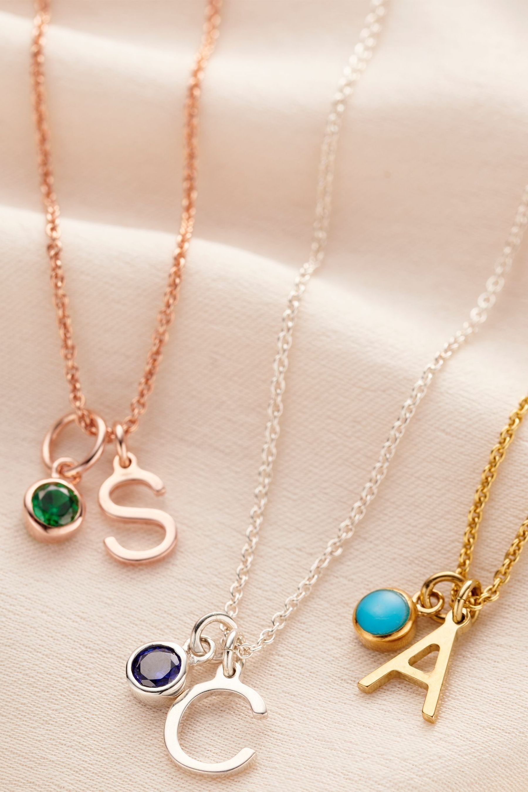 Buy Personalised Birthstone & Initial Letter Charm Necklace by Posh ...