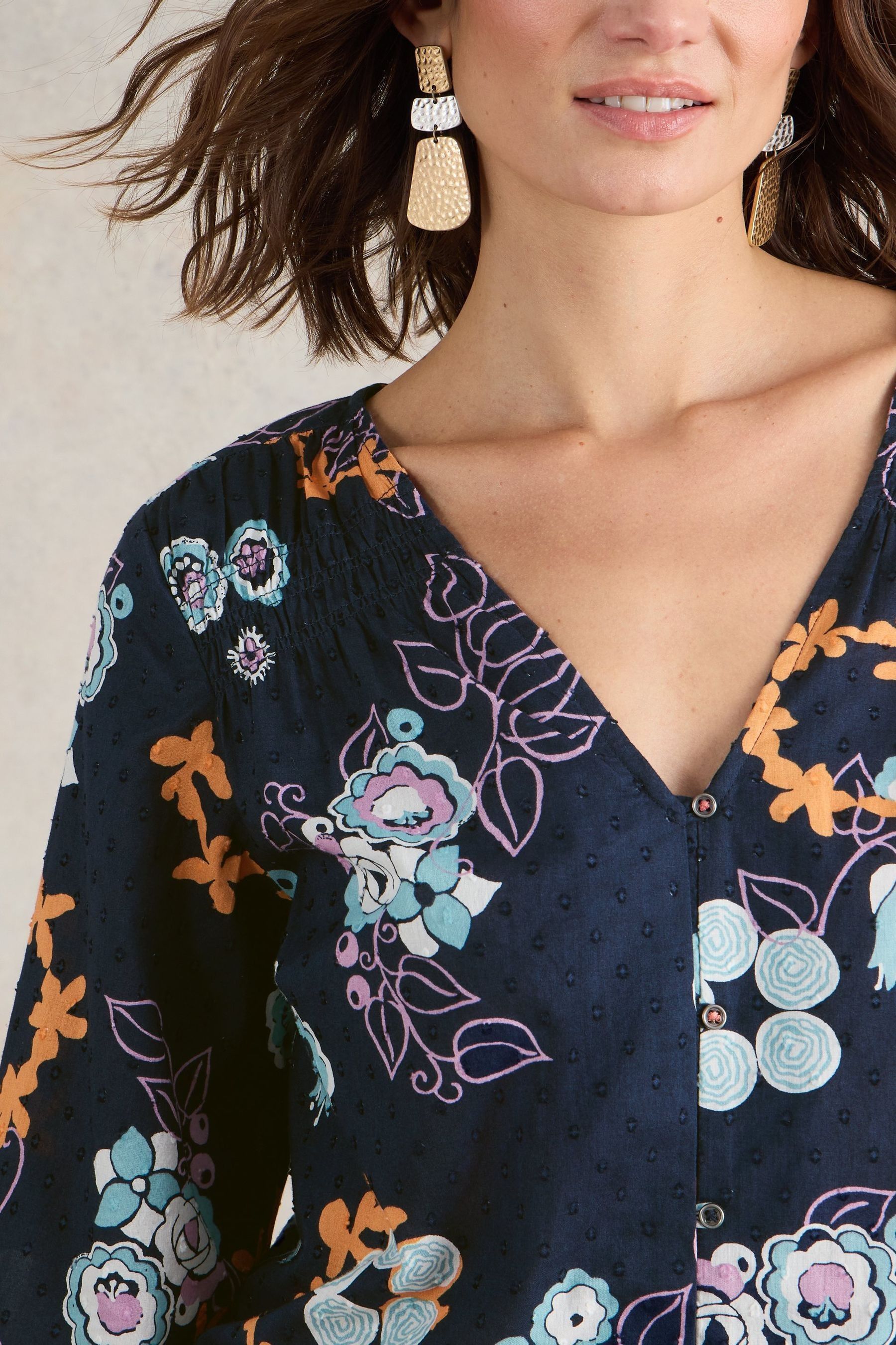 Buy White Stuff Navy Print Rae Organic Cotton Top from the Next UK ...