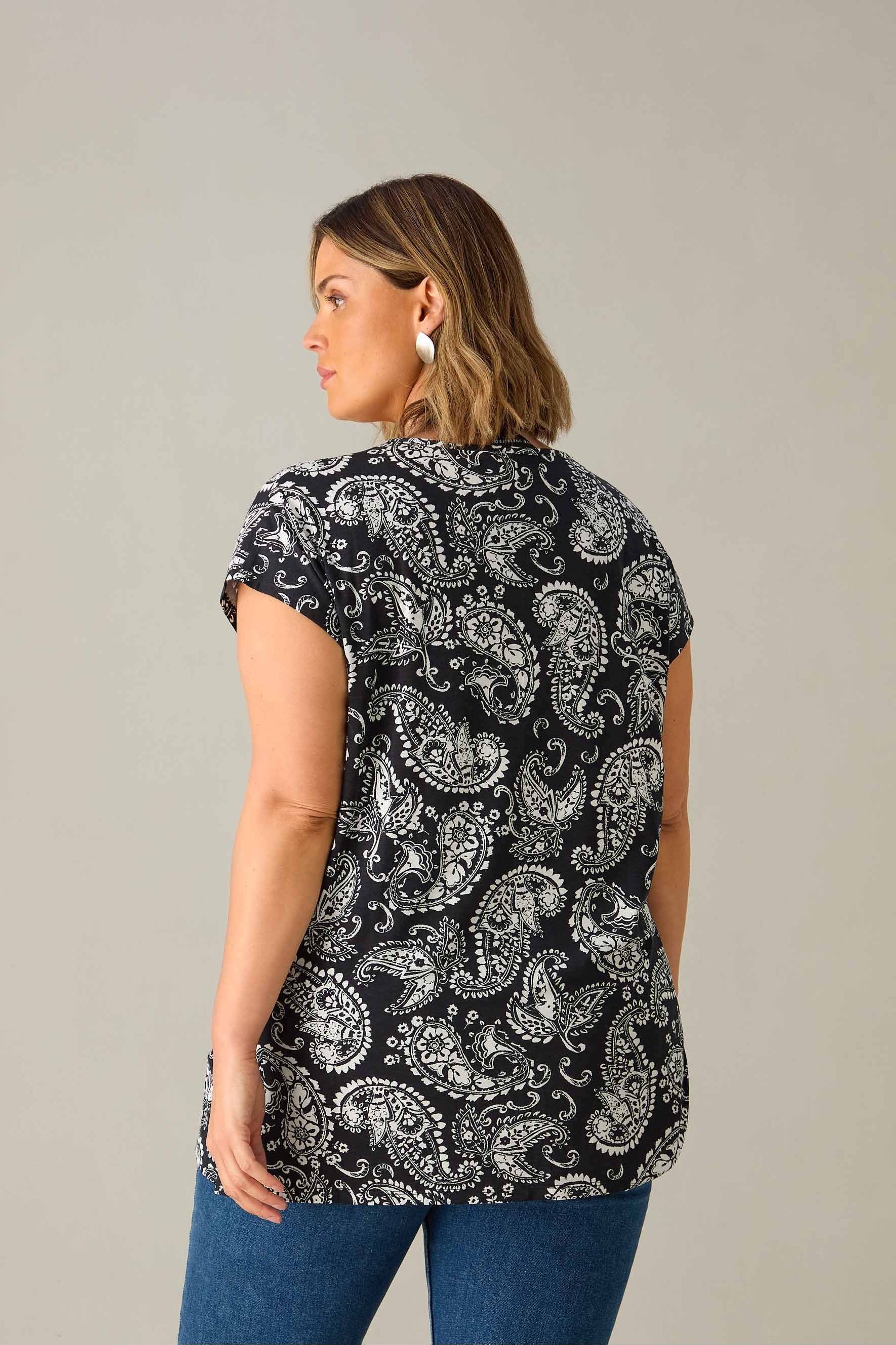 Buy Live Unlimited Black Petite Curve Mono Paisley Tunic from the Next ...
