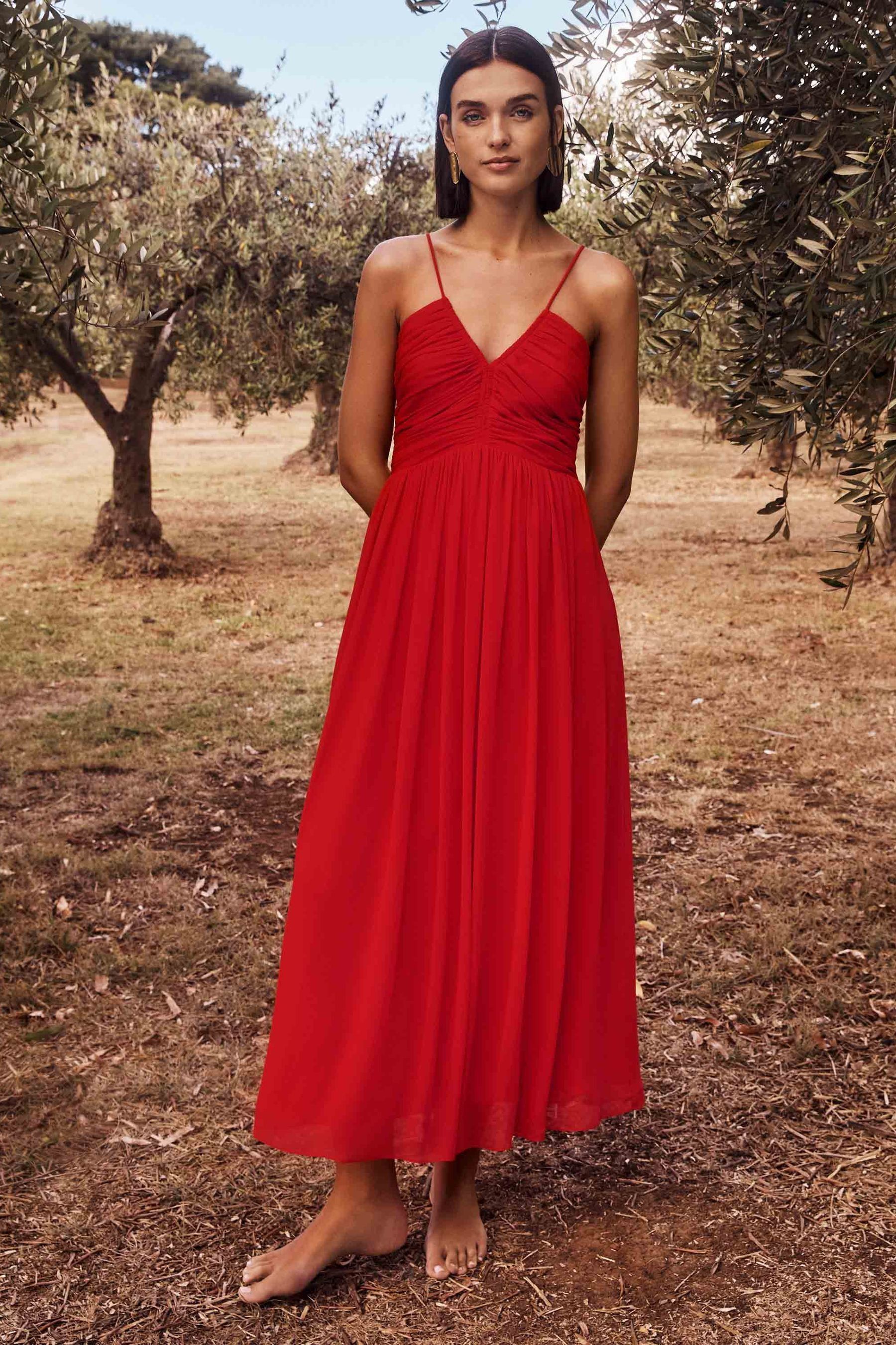 Buy Forever New Red Nakita Ruched Bodice Maxi Dress from the Next UK ...
