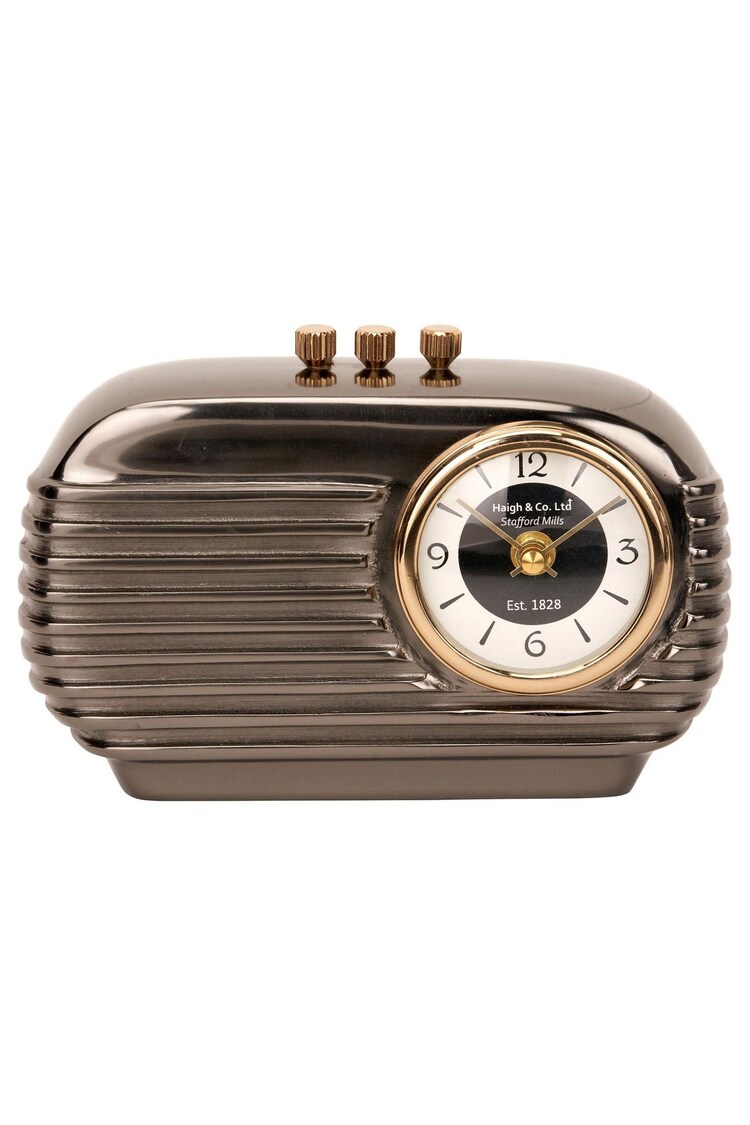 Buy Pacific Graphite Metal Retro Radio Style Table Clock from the Next ...