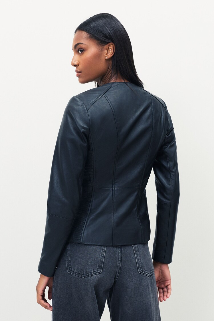 Buy Urban Code Black Collarless Leather Jacket from the Next UK online shop