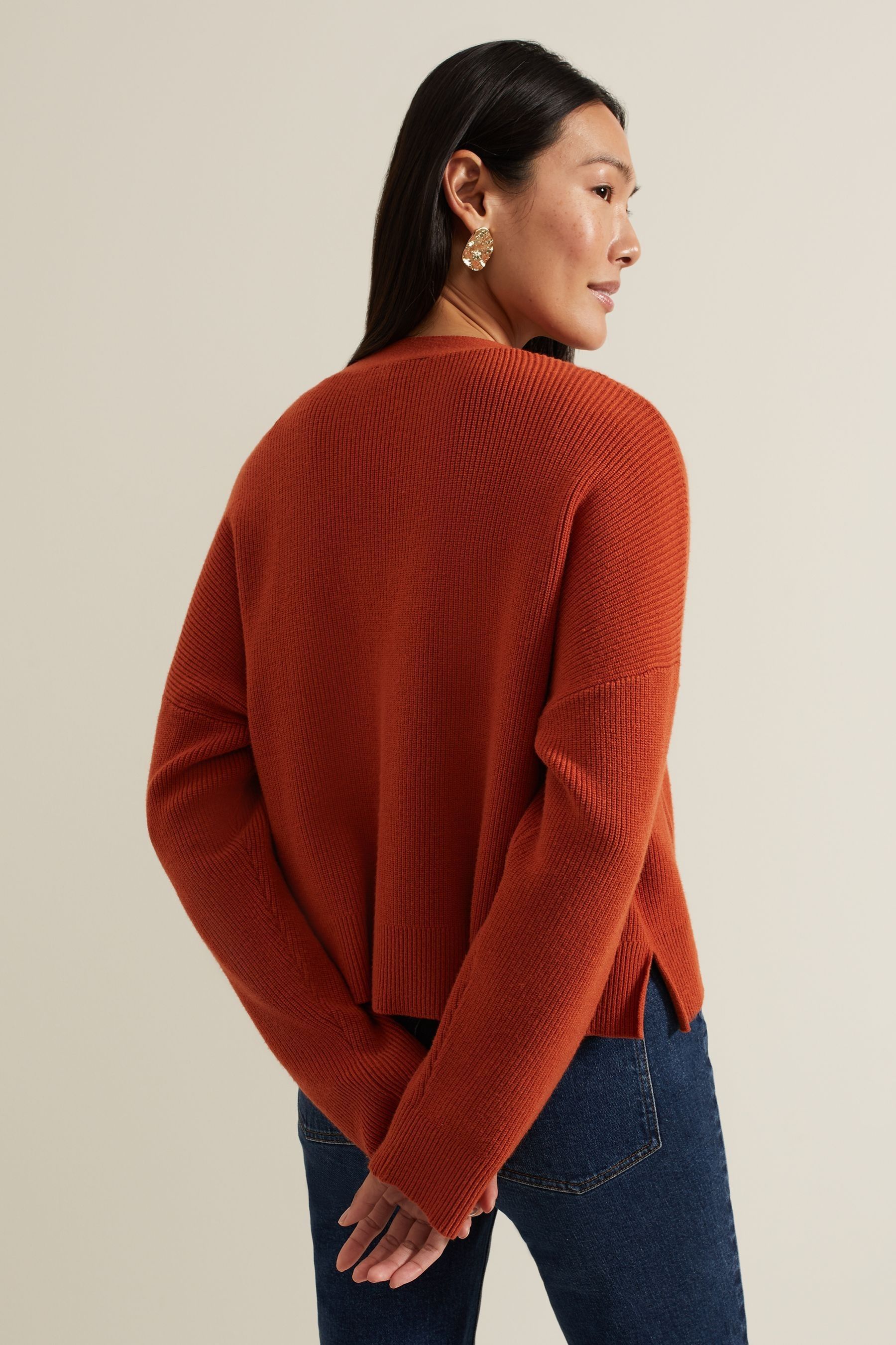 Buy Phase Eight Orange Anna Button Ribbed Cardigan from the Next UK ...