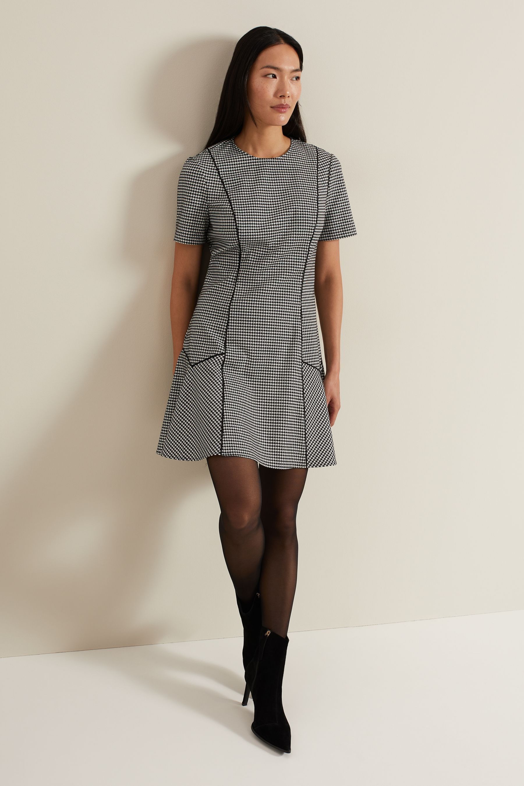Buy Phase Eight Black Viola Houndstooth Mini Dress from the Next UK ...