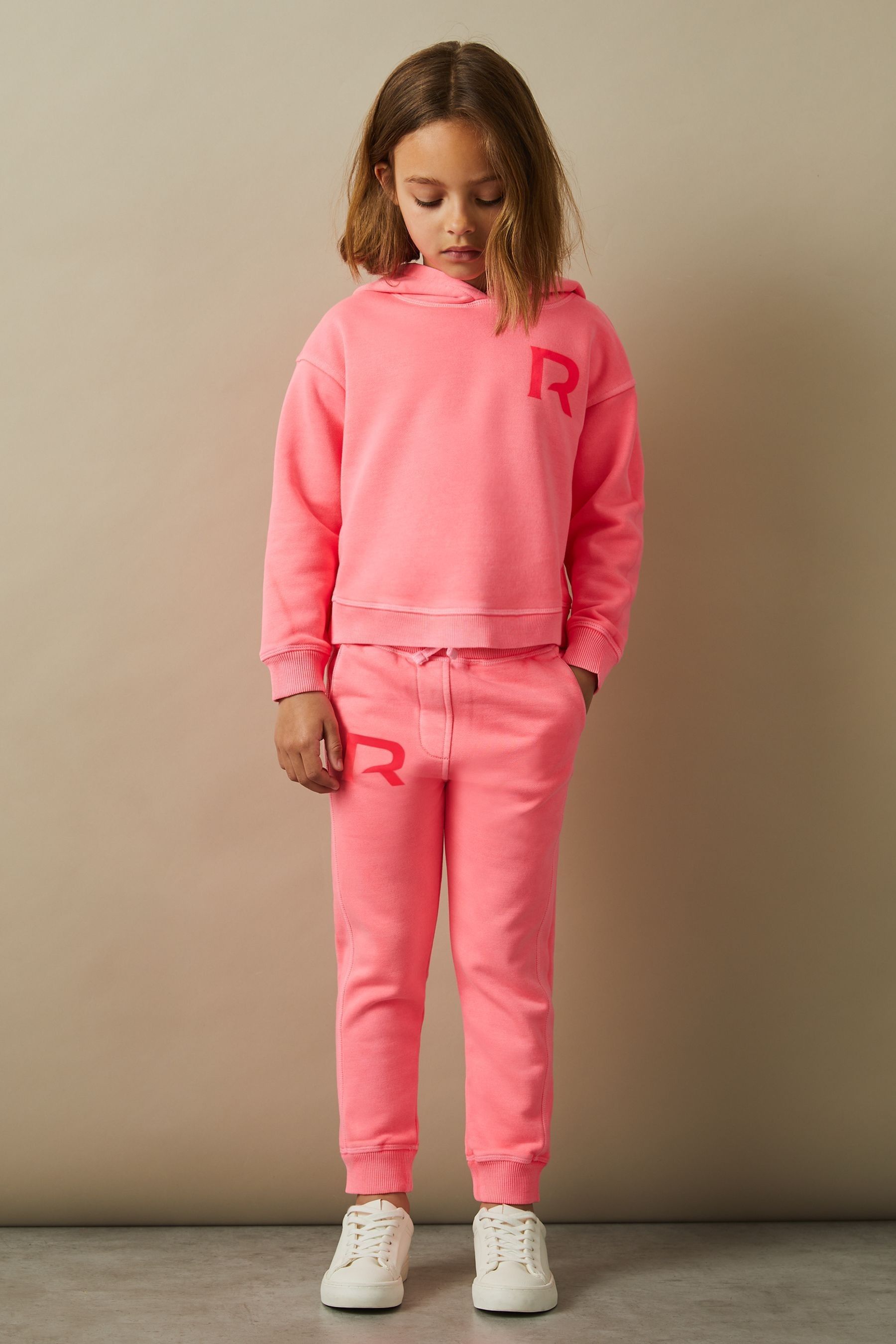 Buy Reiss Bright Pink Kelly 9-13 yrs Oversized Logo Cotton Blend Hoodie ...