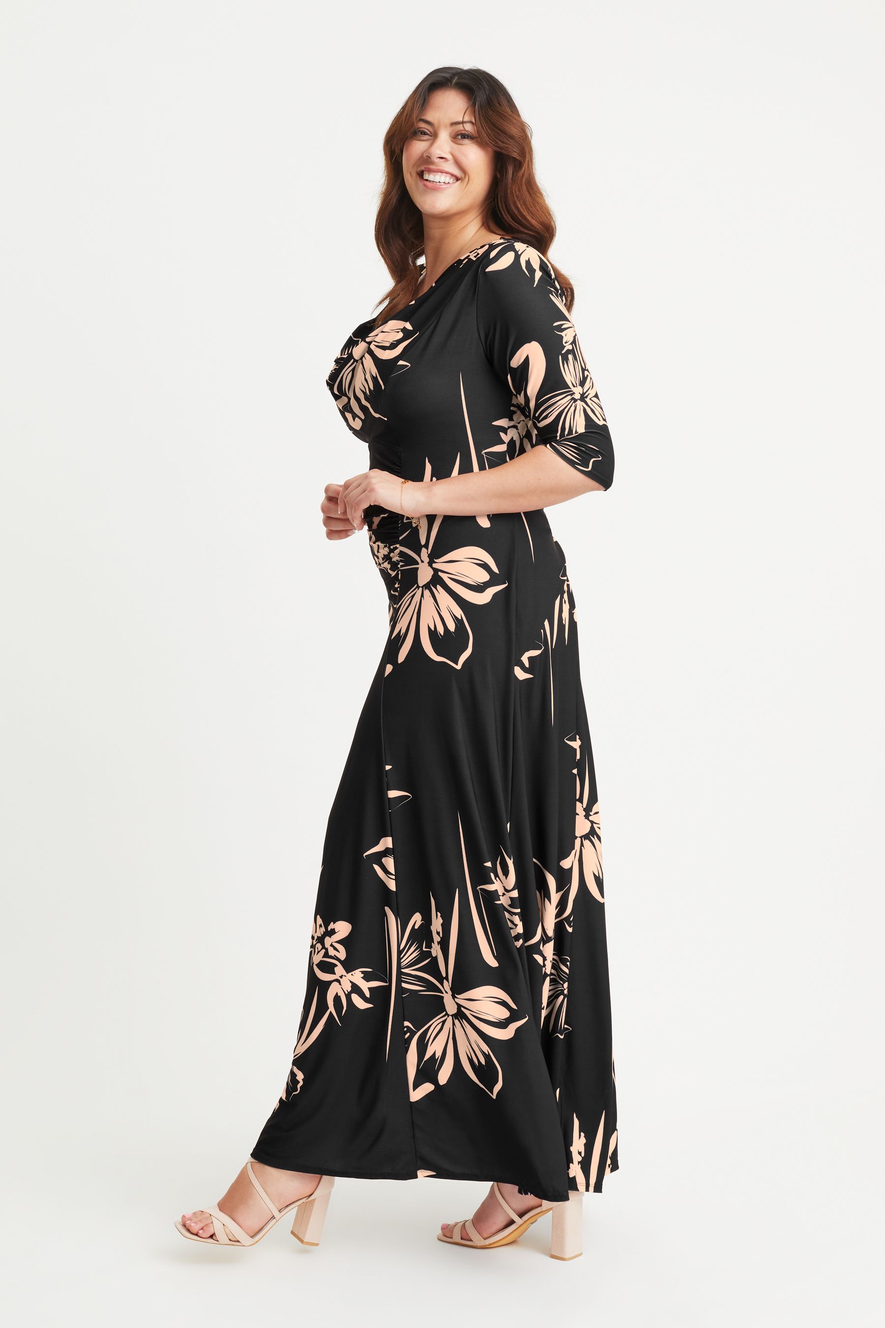 Buy Scarlett & Jo Natural Cowl Neck Bustle Back Maxi Gown from the Next ...