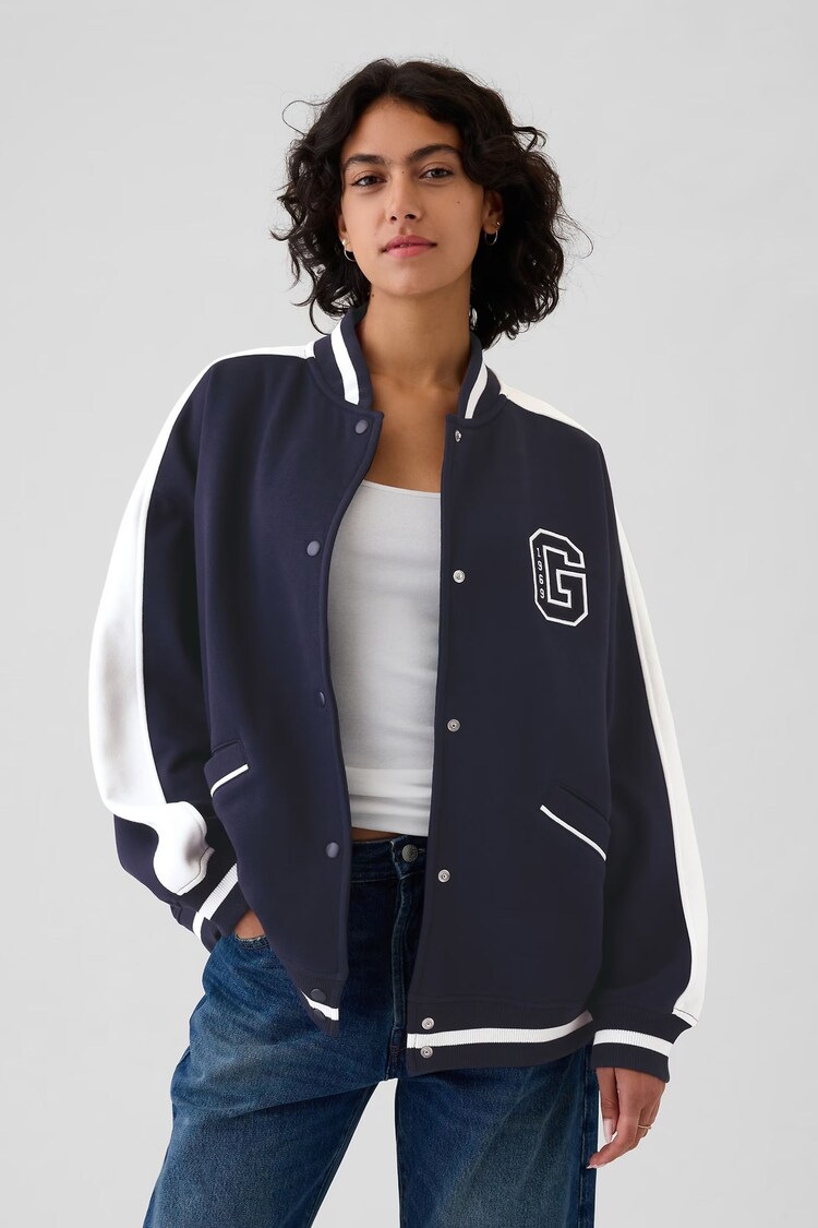 Buy Gap Blue Vintage Soft Touch Logo Varsity Bomber Jacket from the ...