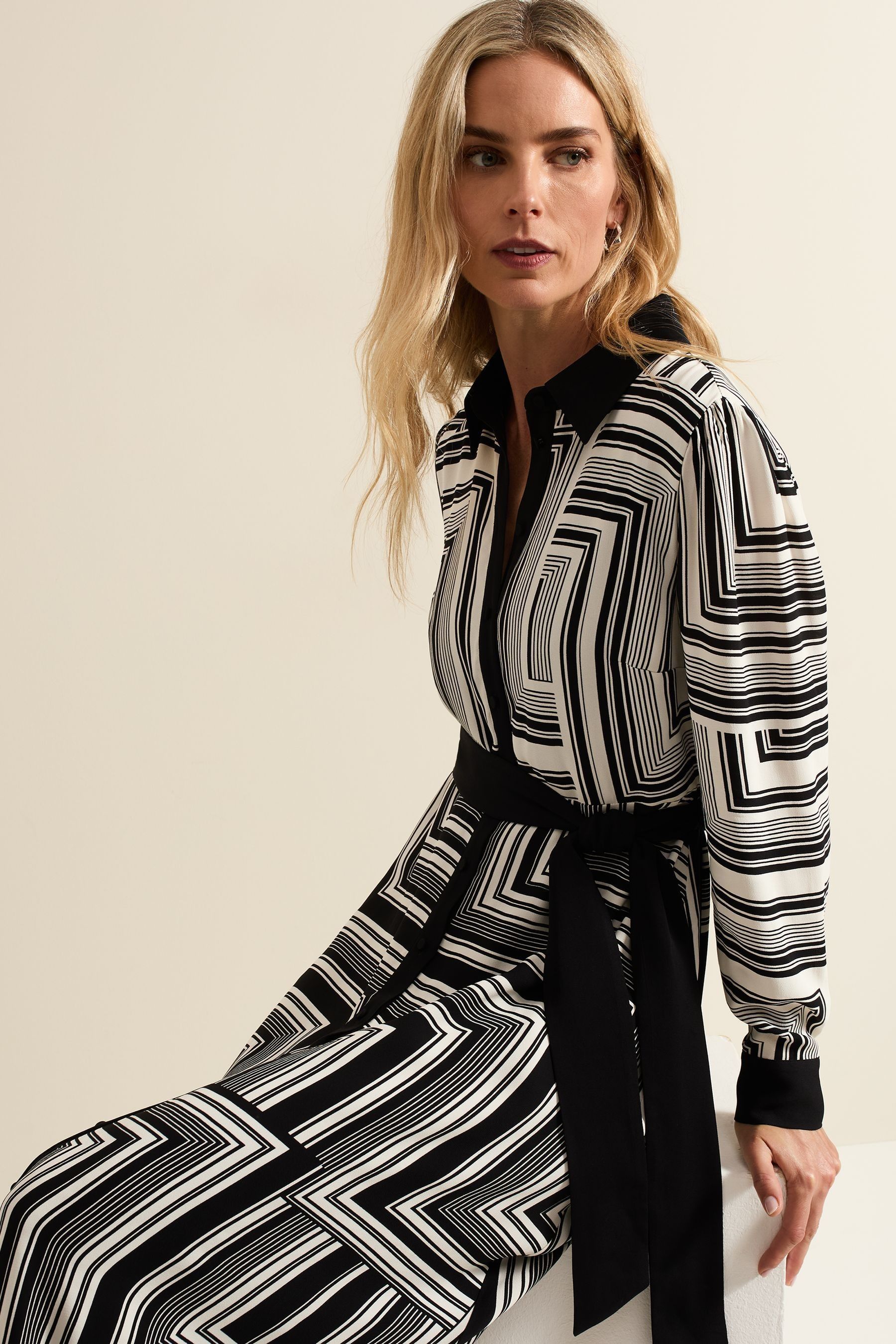 Buy Phase Eight Black Pia Striped Midaxi Dress from the Next UK online shop