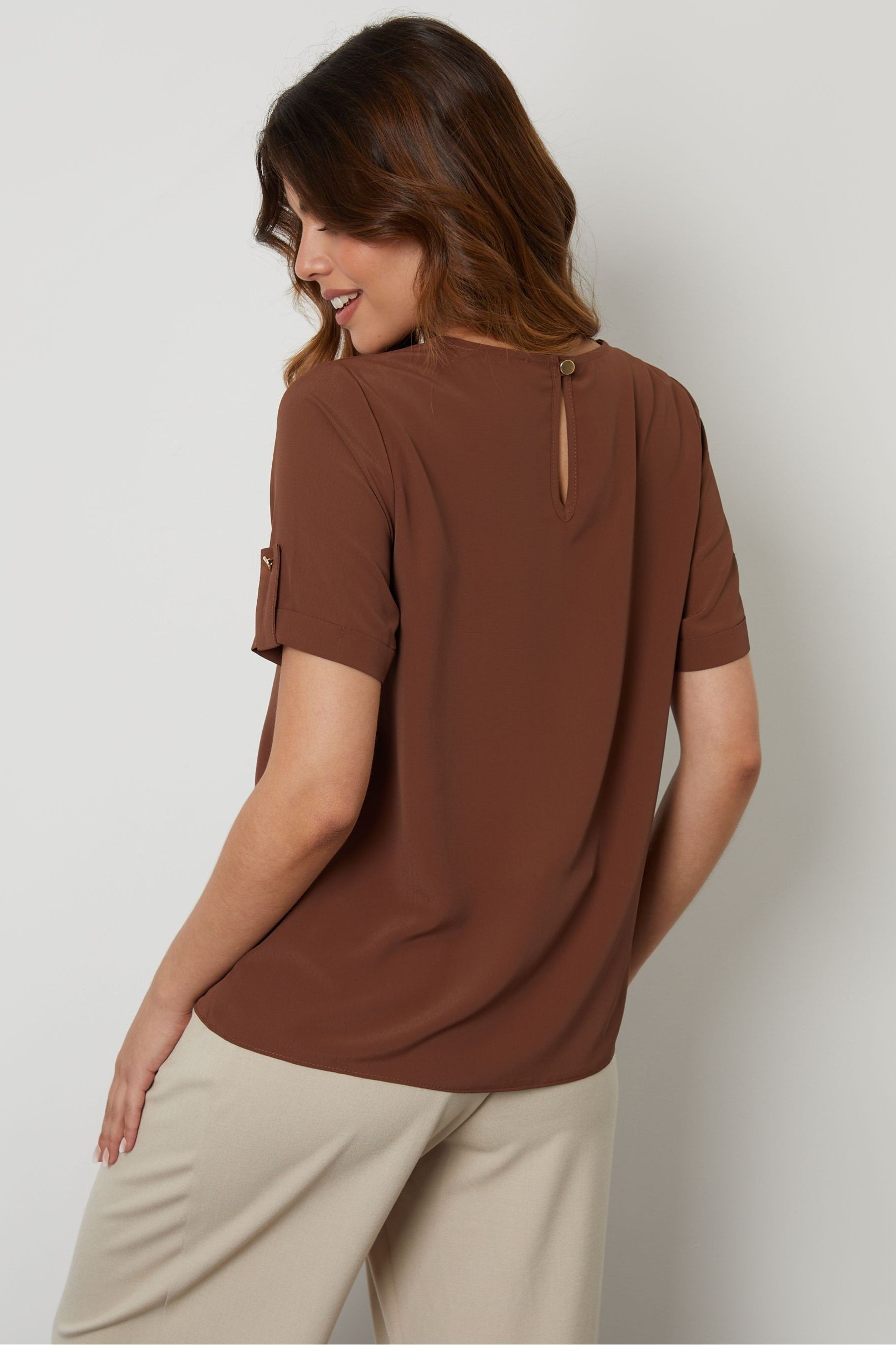 Buy Threadbare Brown Print Turn Up Cuff Blouse from the Next UK online shop