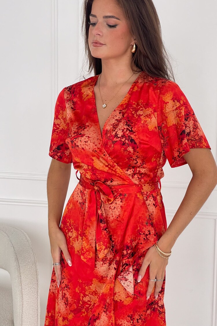 Buy Girl In Mind Orange/Red Farren Wrap Maxi Dress from the Next UK ...