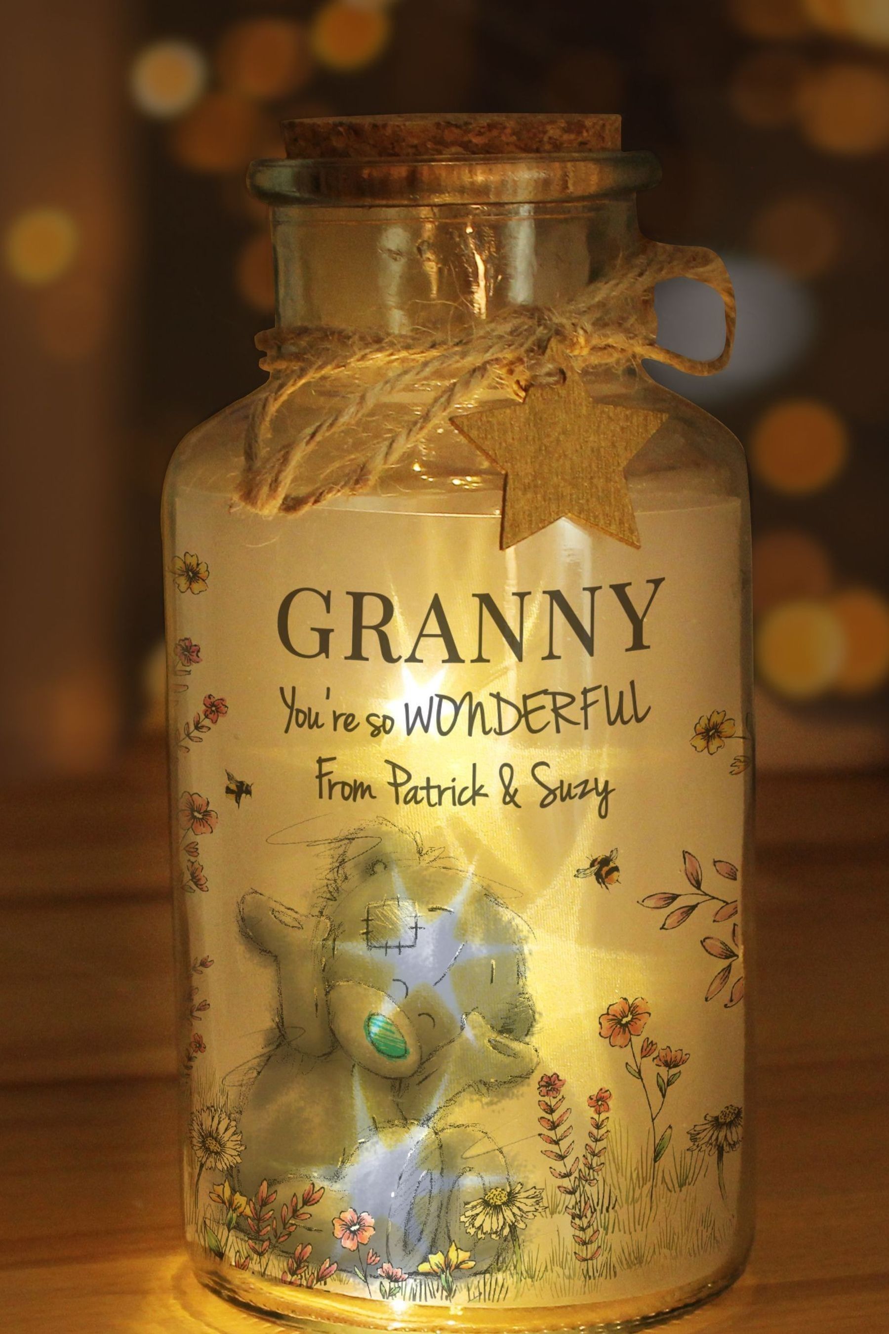 Buy Personalised Me to You Floral LED Light Up Glass Jar by PMC from ...