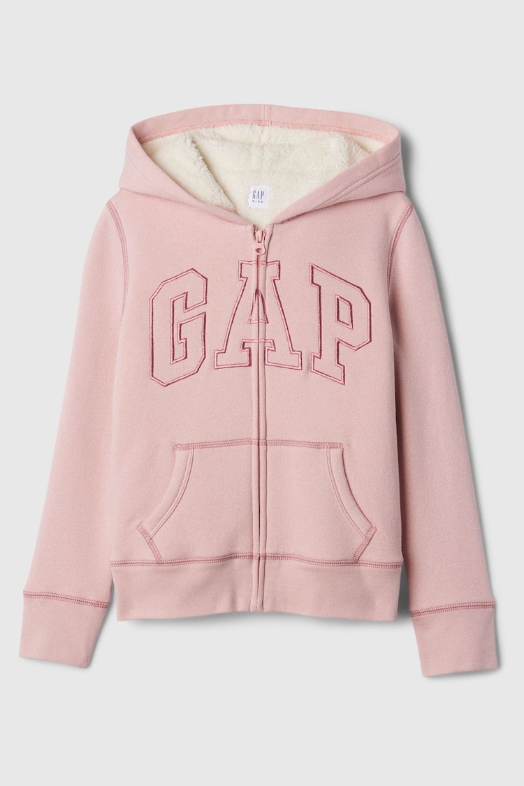 Buy Gap Pink Logo Sherpa-Lined Zip Hoodie (4-13yrs) from the Next UK ...