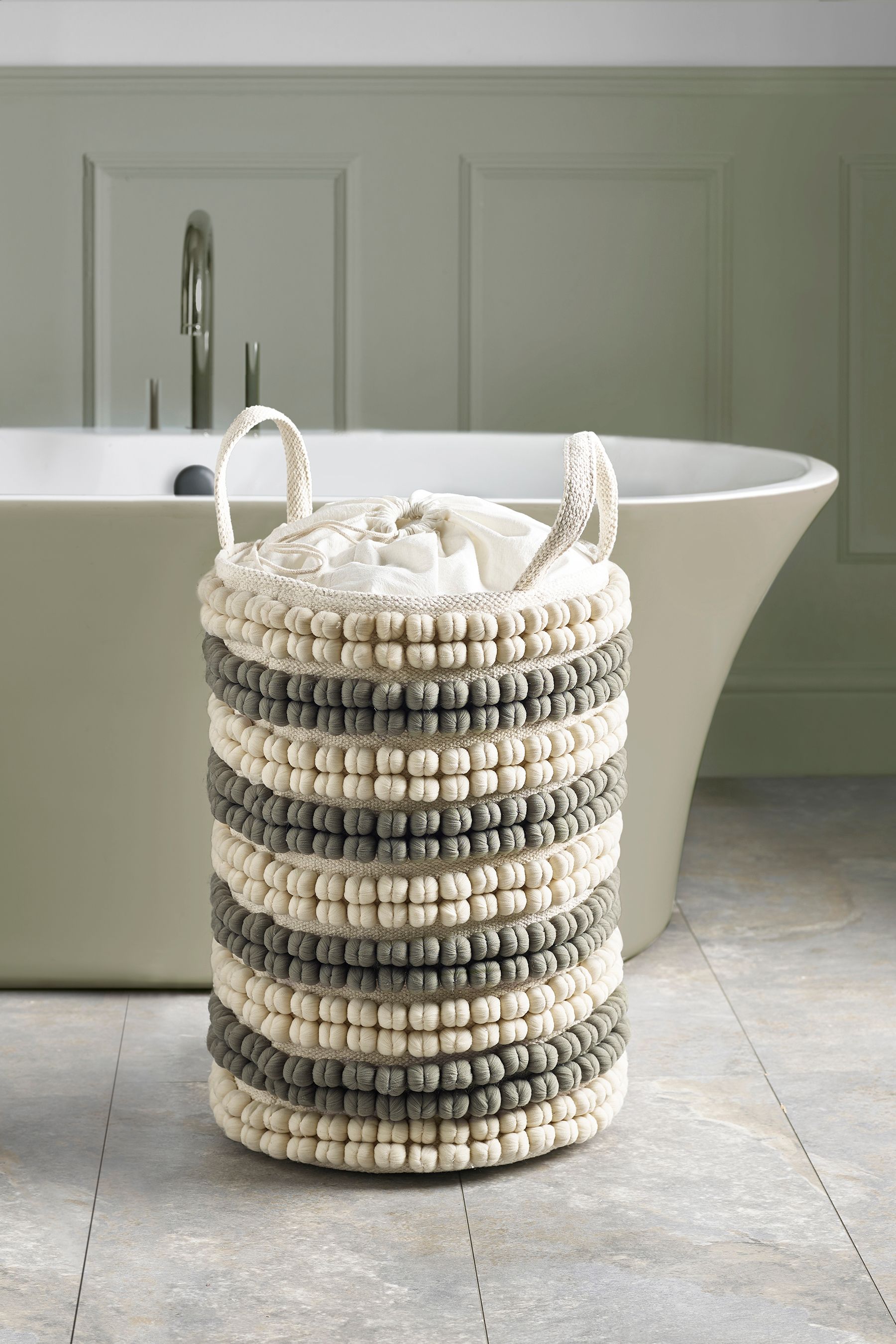 Buy Sage Green Bobble Bag Laundry Basket from the Next UK online shop