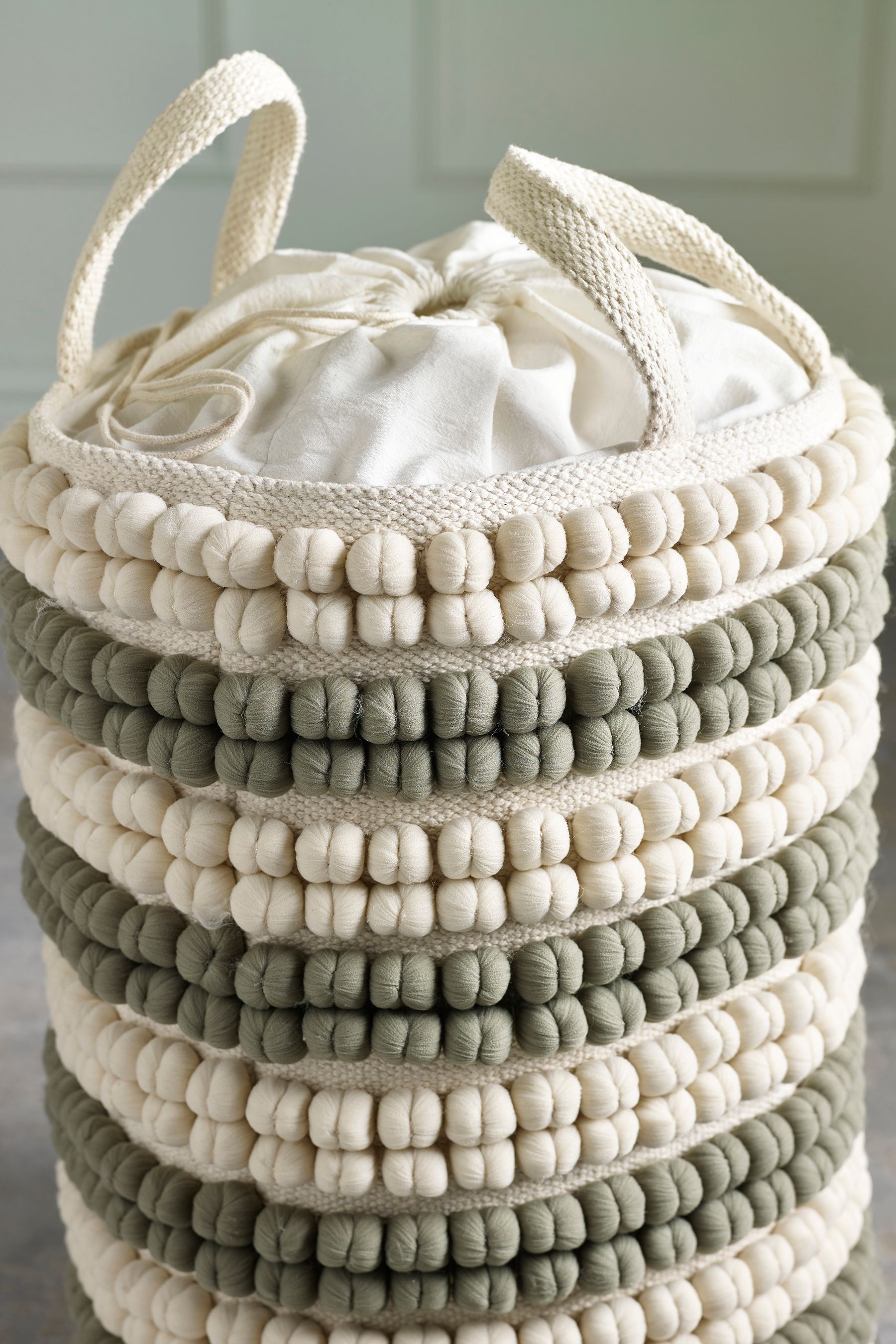 Buy Sage Green Bobble Bag Laundry Basket from the Next UK online shop