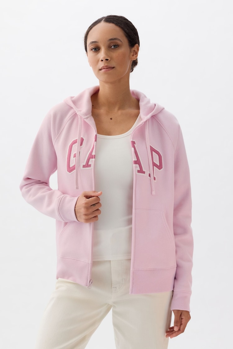 Buy Gap Pink Logo Zip Up Hoodie from Next Ireland