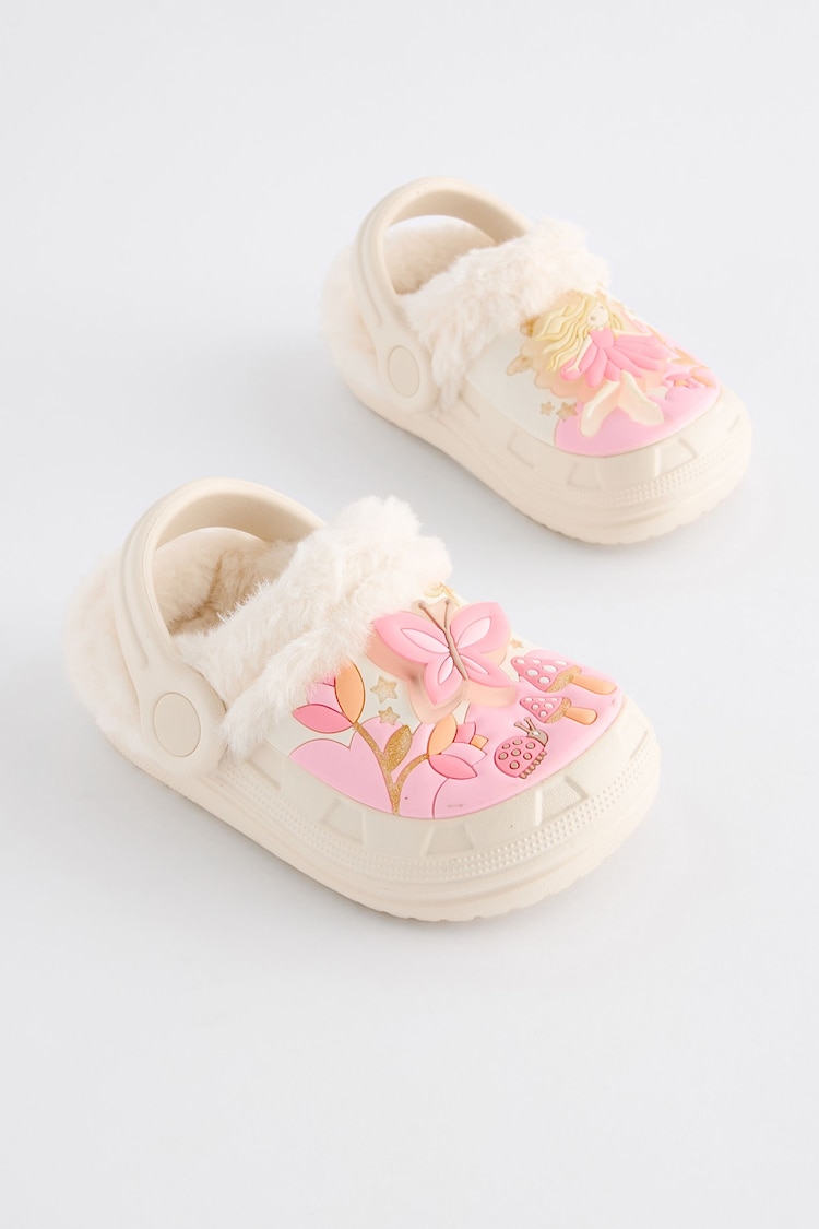 Buy Cream Faux Fur Lined Clog Slippers from the Next UK online shop