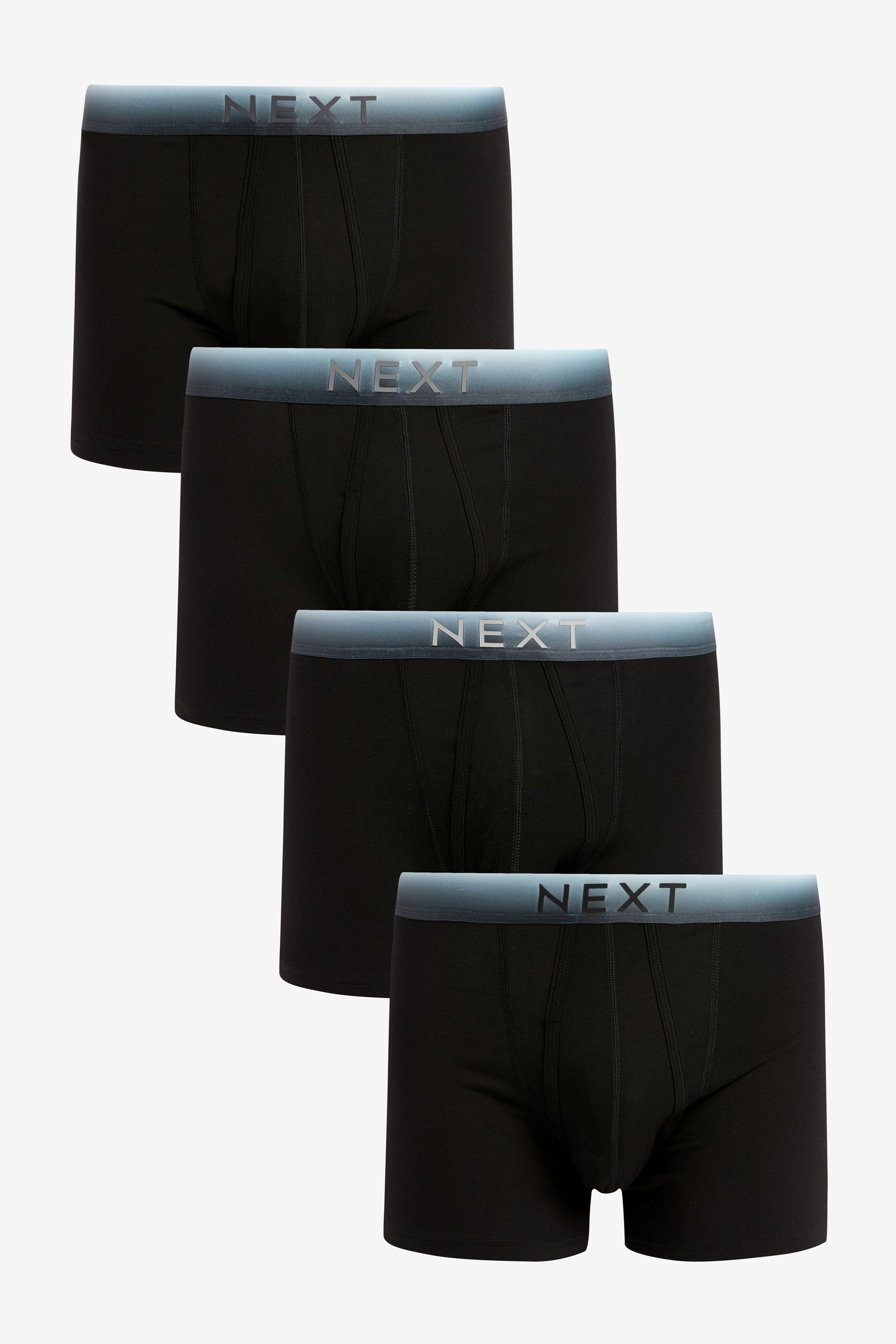 Buy Black Ombre Mono Waistband 4 pack A-Front Cotton Rich Boxers from ...