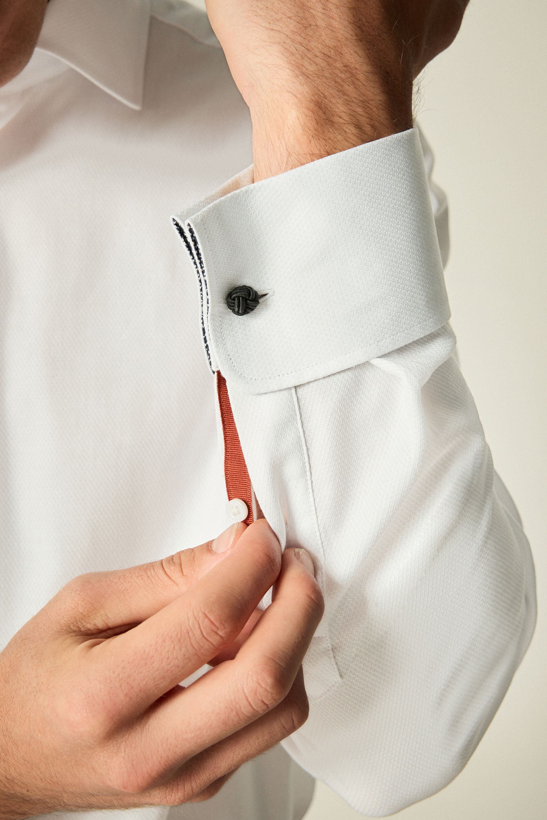 Buy White Regular Fit Trimmed Easy Care Double Cuff Shirt from the Next ...