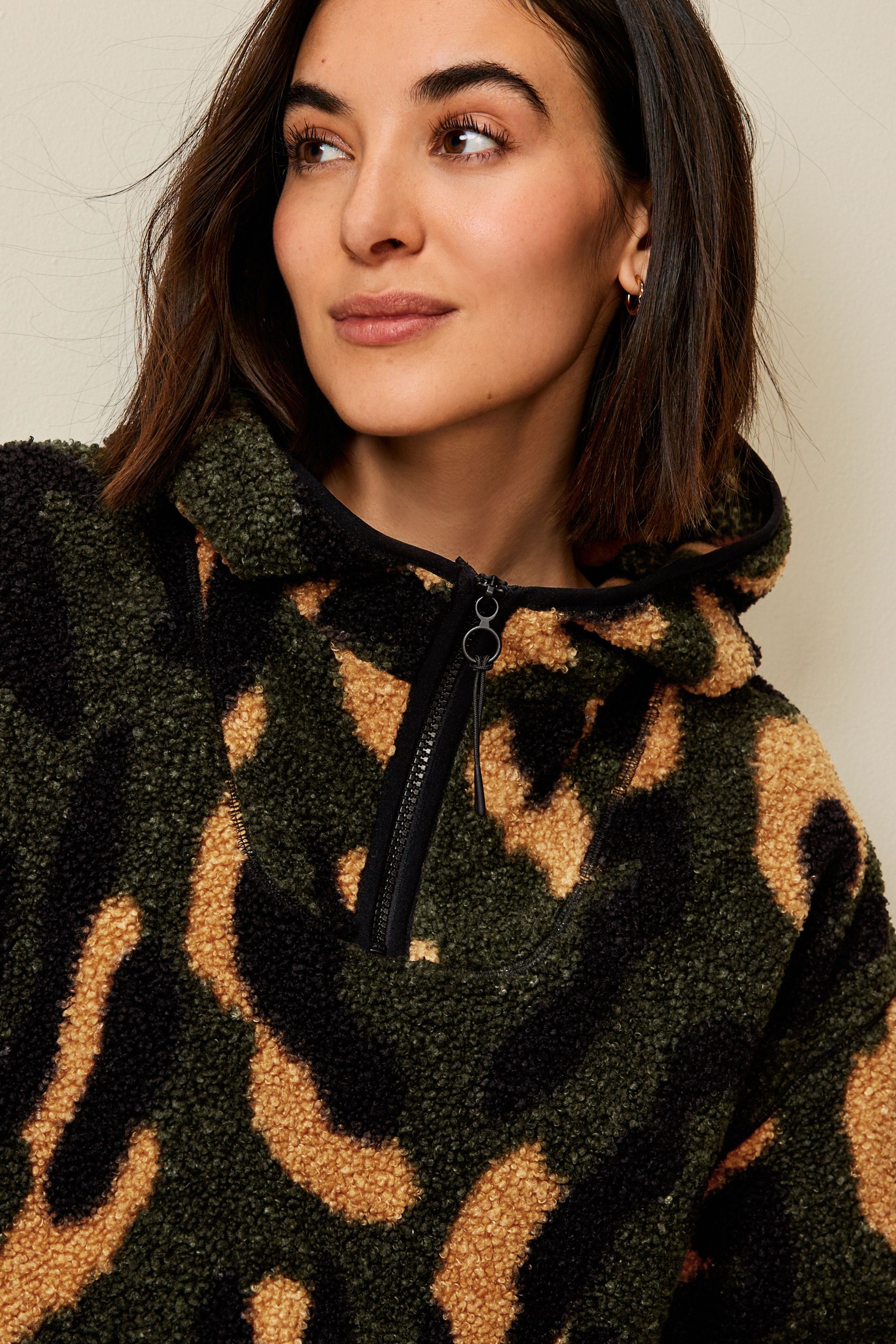 Buy Khaki Green Animal Outdoor Next Elements Hooded Teddy Borg Quarter ...