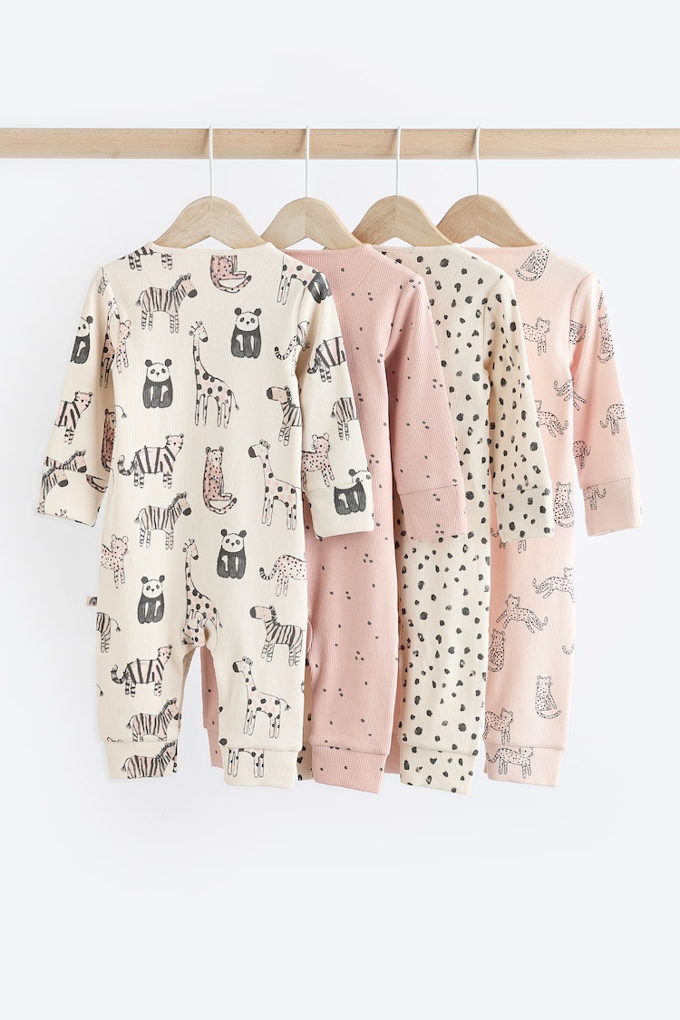 Buy Pink Mono 4 Pack Baby Footless Sleepsuits (0mths-3yrs) from the ...