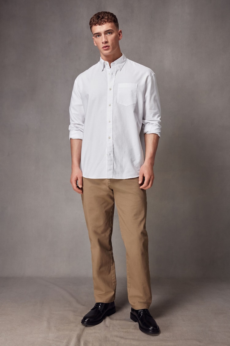 Buy Stone Straight Fit Textured Smart Chinos with Stretch from the Next ...