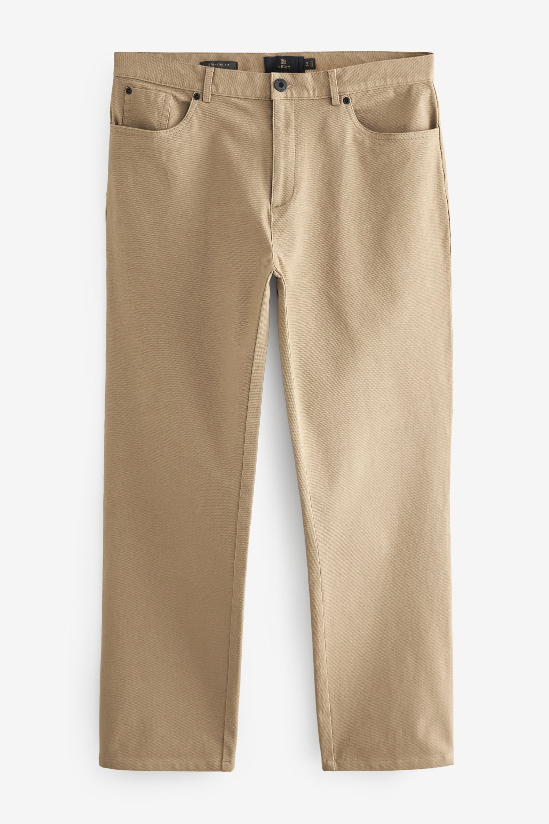 Buy Stone Straight Fit Textured Smart Chinos with Stretch from the Next ...