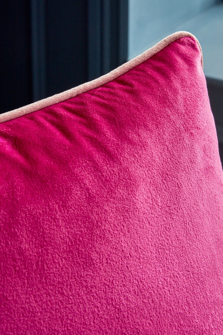 Buy Fuchsia Pink 50 x 50cm Matte Velvet Contrast Pipe Cushion from the ...