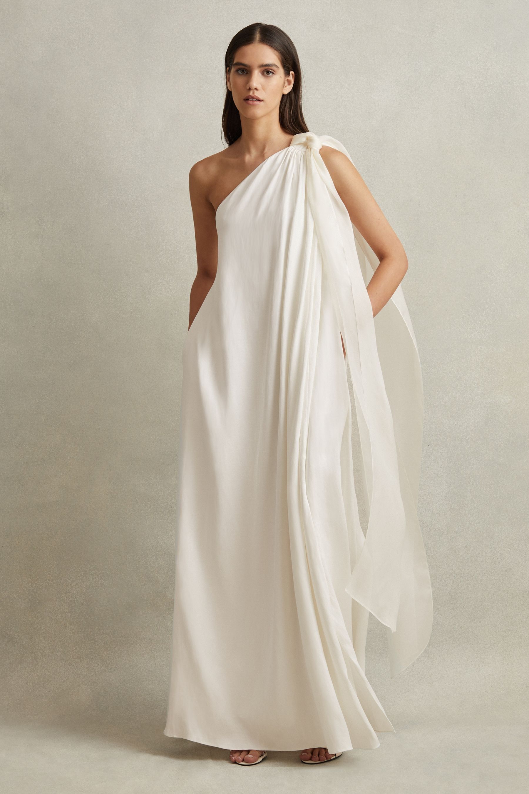 Buy Reiss Ivory Athena One-Shoulder Bow Maxi Dress from the Next UK ...