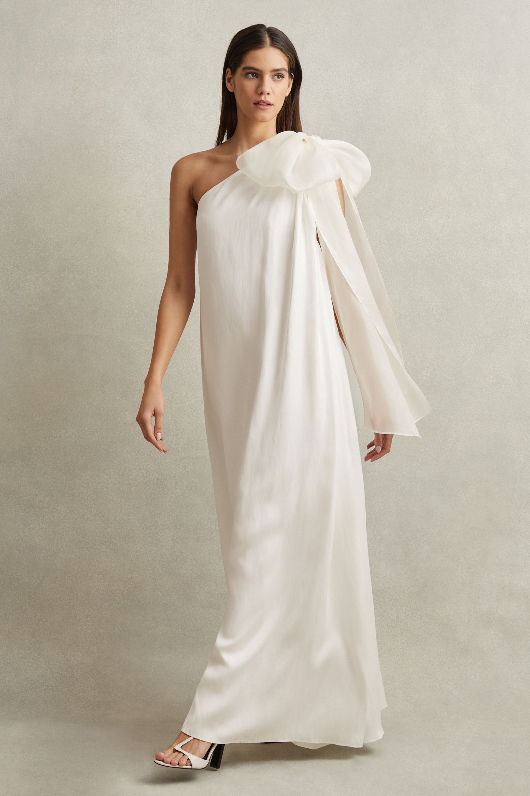 Buy Reiss Ivory Athena One-Shoulder Bow Maxi Dress from the Next UK ...