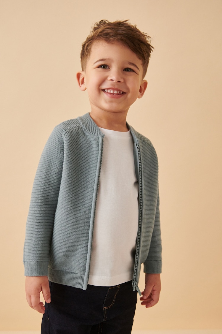 Buy Blue 100% Cotton Zip Through Cardigan (3mths-7yrs) from the Next UK ...