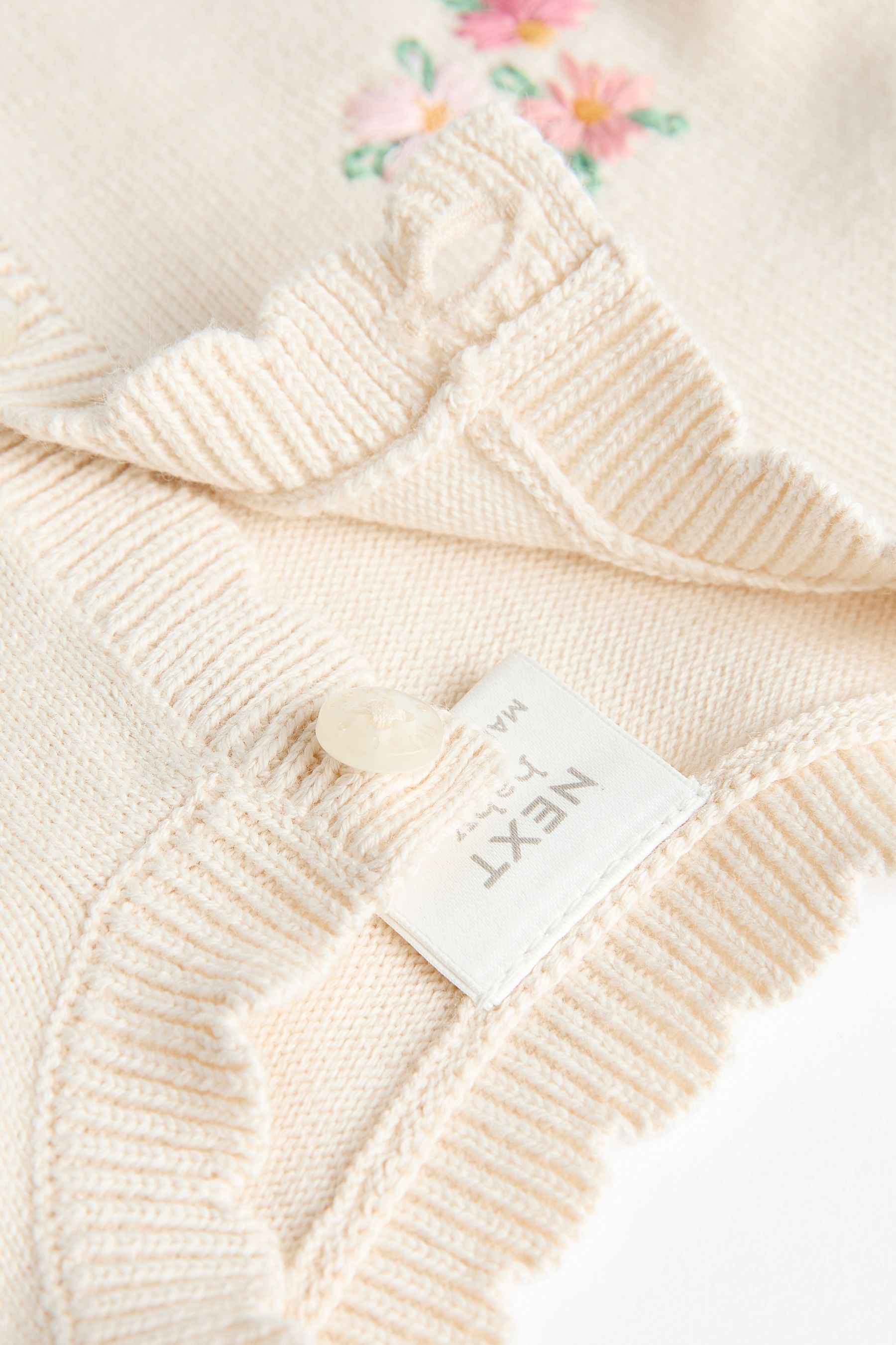 Buy Cream Bunny Embroidered Baby Knitted Cardigan (0mths-3yrs) from ...