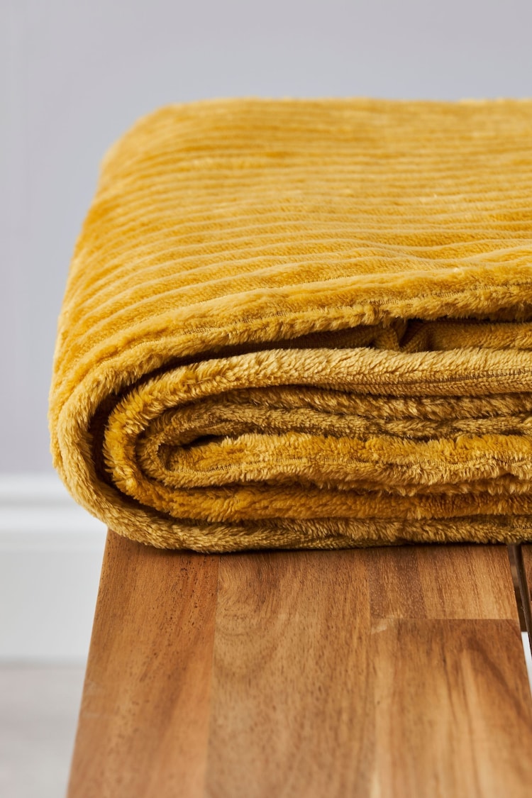 Buy BHS Ochre Yellow Luxury Ribbon Velvet Throw from the Next UK online ...