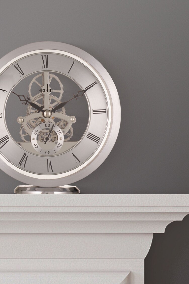 Buy Acctim Clocks Silver Millendon Round Skeleton Mantel Clock from the ...