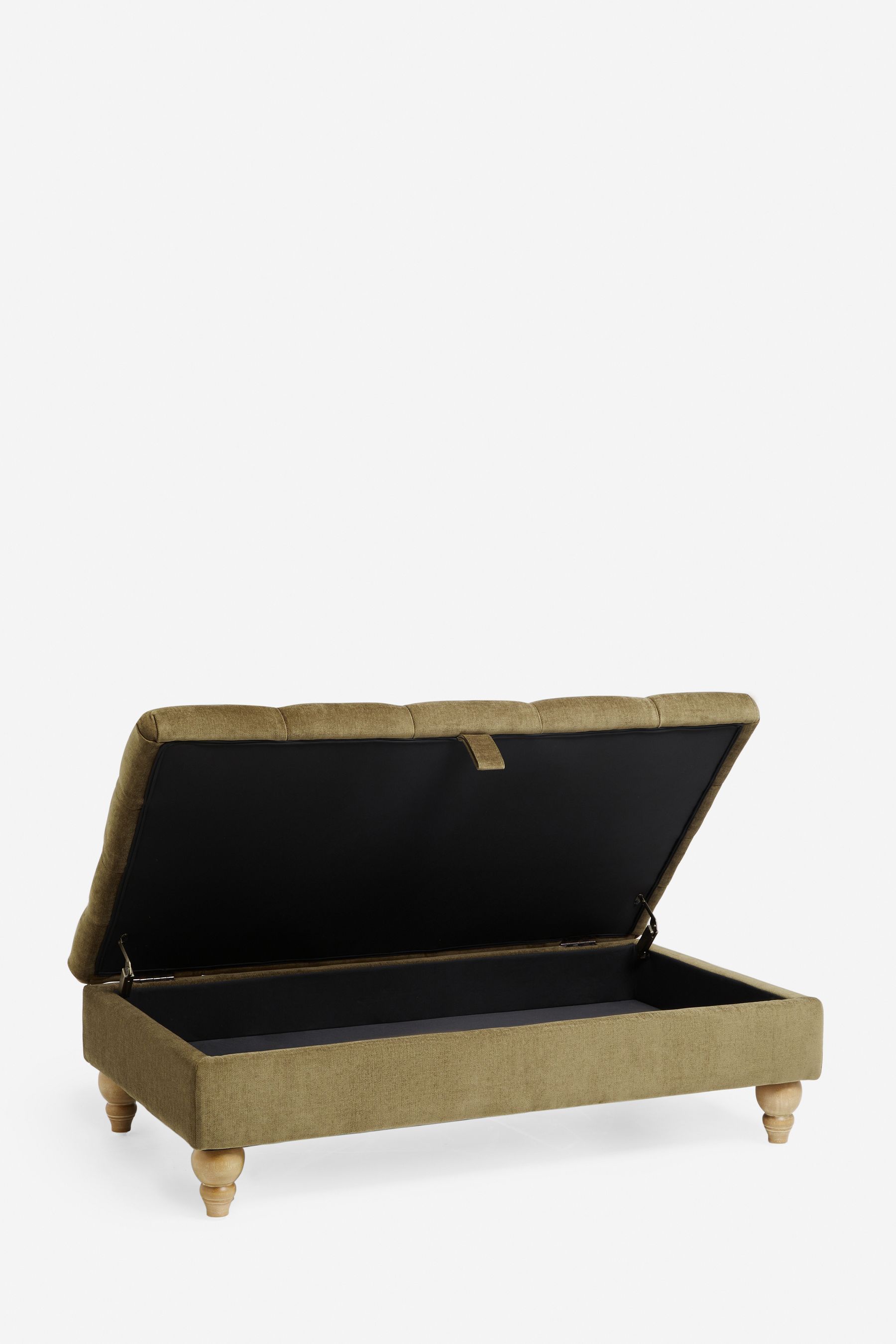 Buy Buttoned Fine Chenille Moss Green Albury Large Footstool from the ...