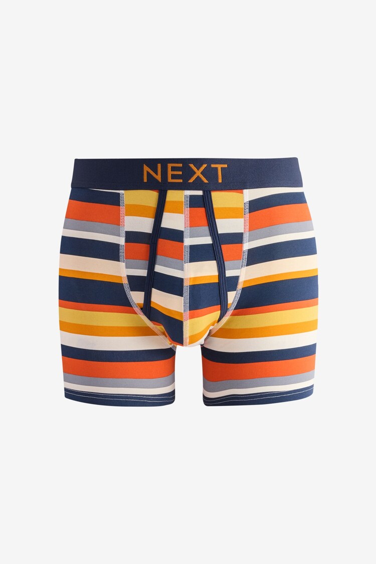 Buy Navy Blue/Orange Spot/Stripe 10 pack A-Front Boxers from the Next ...