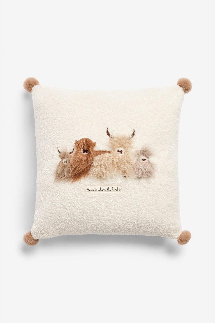 Buy Natural Hamish Highland Cow Cosy Boucle Cushion from Next Australia
