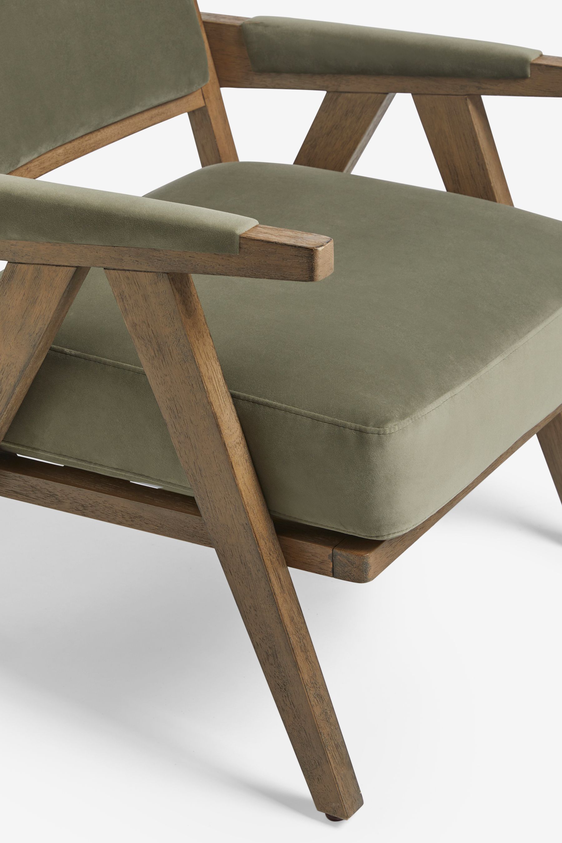 Buy Bronx Frame, Soft Velvet Sage Green Abe Wooden Accent Chair from ...