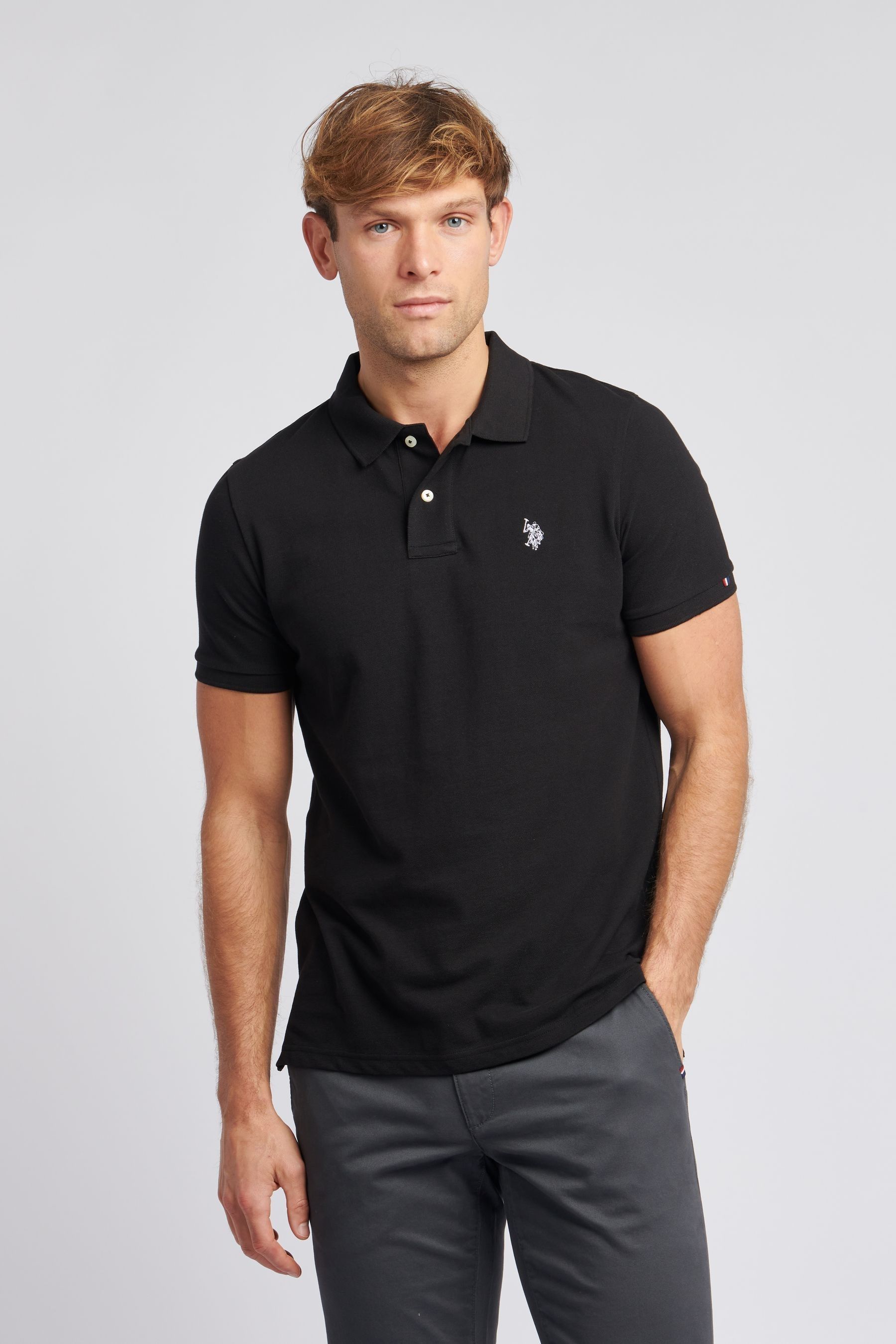 Buy U.S. Polo Assn. Black Regular Fit Pique 100% Cotton Polo Shirt from ...