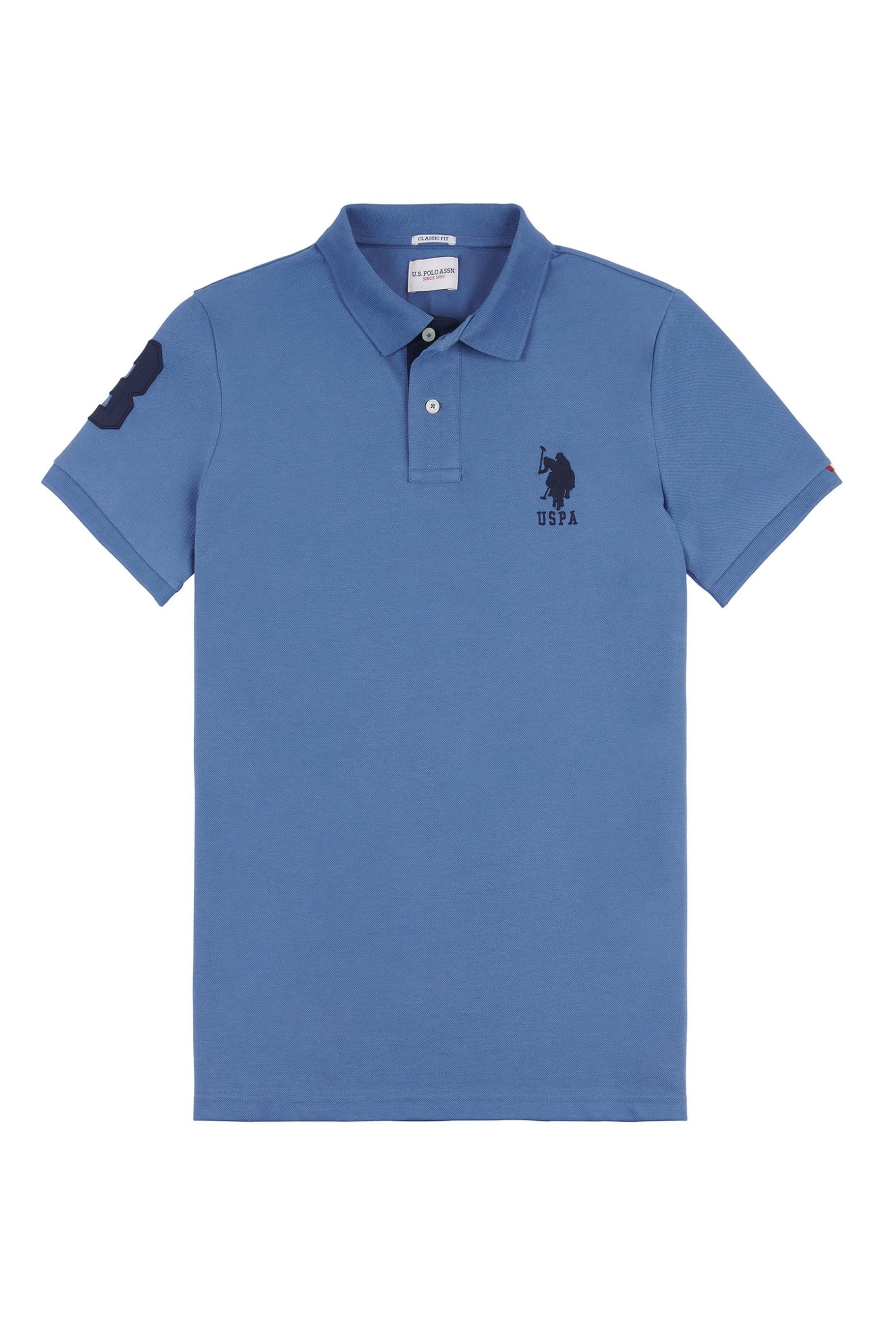 Buy U.S. Polo Assn. Sky Blue Regular Fit Mens Player 3 Pique 100% ...