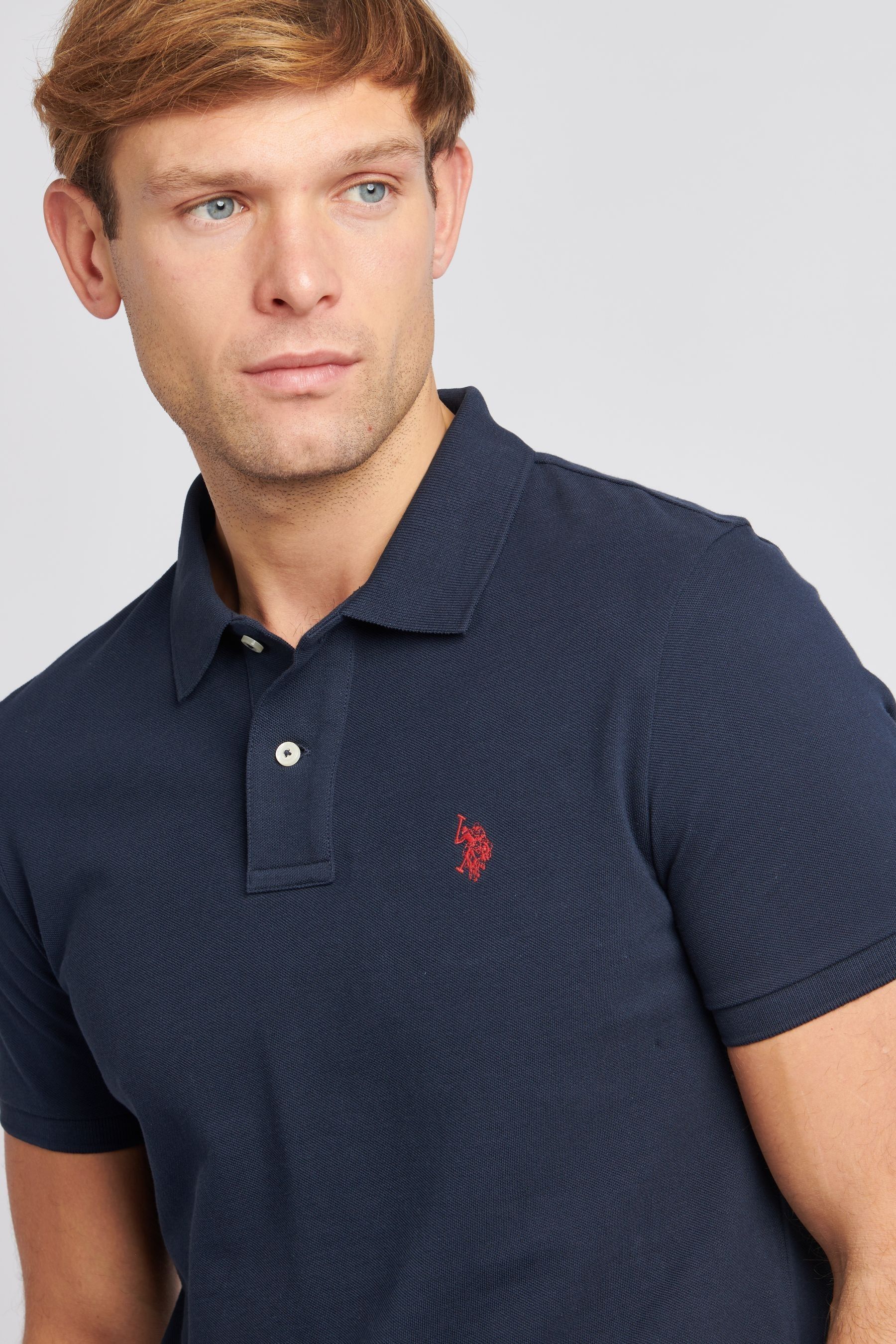 Buy U.S. Polo Assn. Navy Blue Regular Fit Pique 100% Cotton Polo Shirt ...