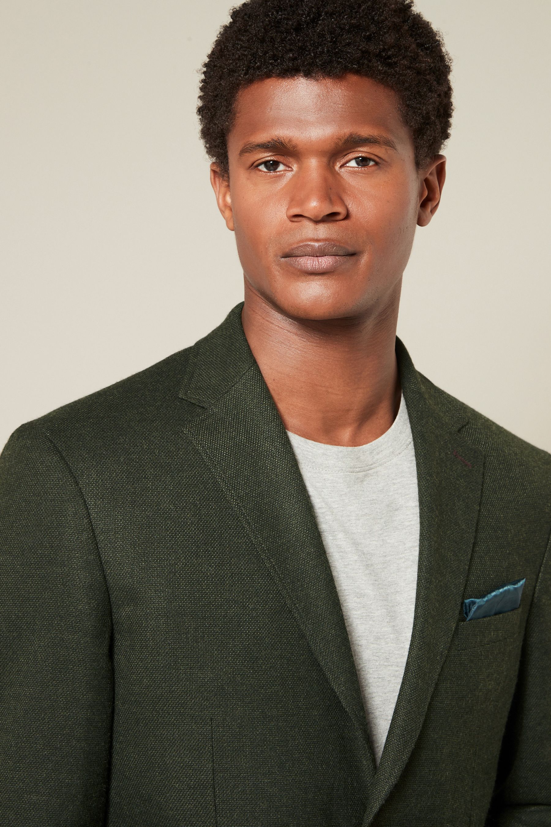 Buy Khaki Green Regular Fit Textured Smart Blazer from Next Ireland